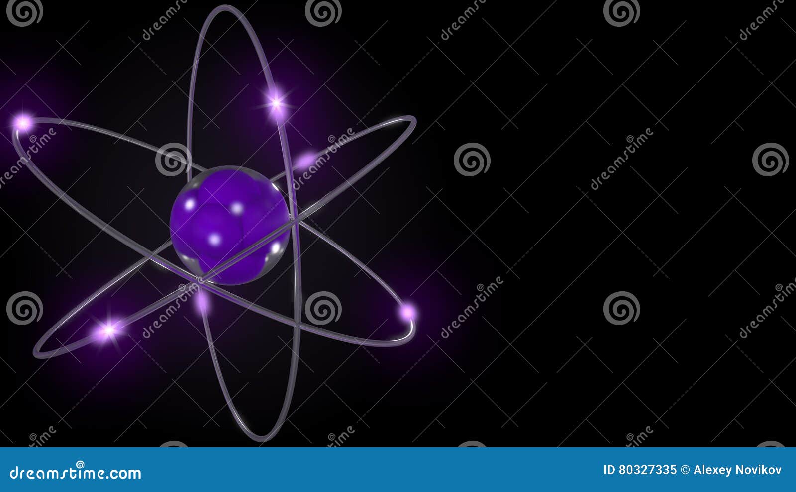Purple Stylized Atom and Electron Orbits. 3d Rendering Stock Image ...