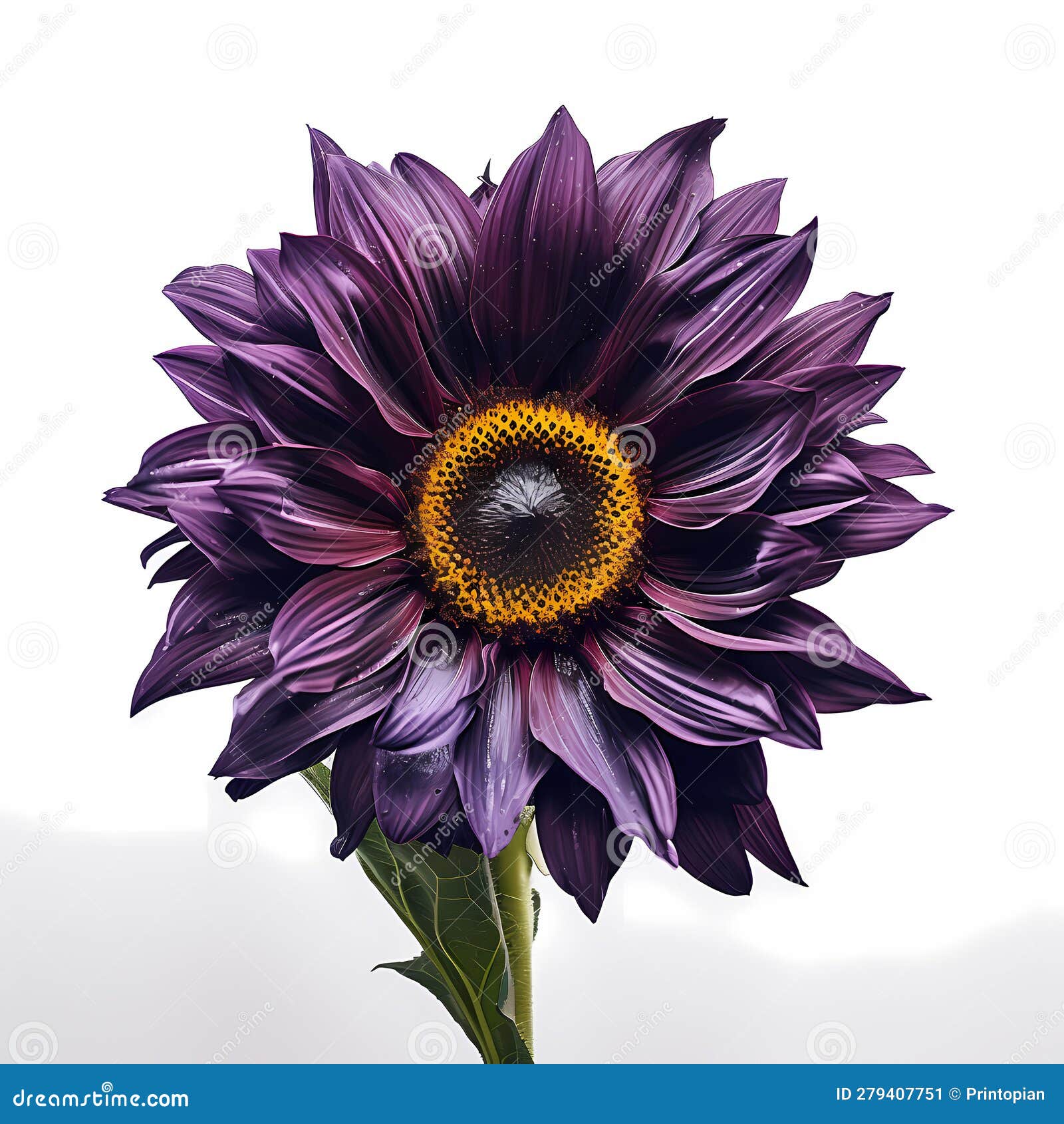 Purple Sunflower on White Background Stock Illustration - Illustration ...