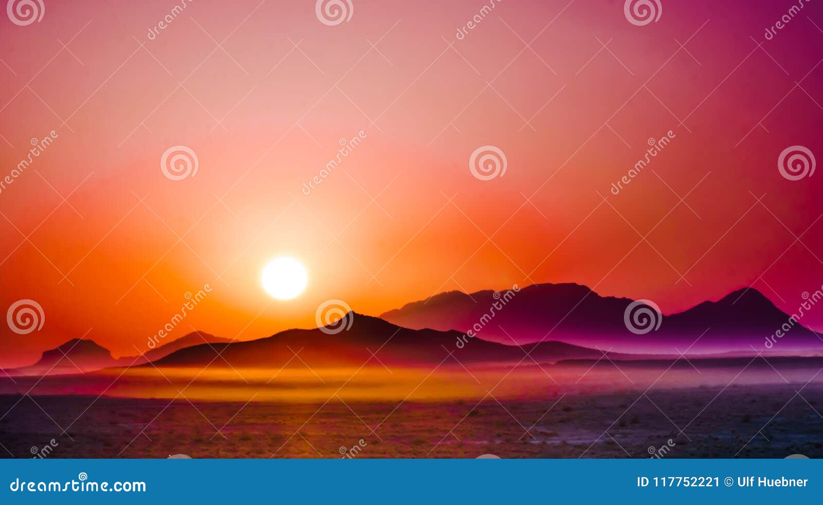 Purple Sunrise Over the Mountains in the Desert Stock Image - Image of ...