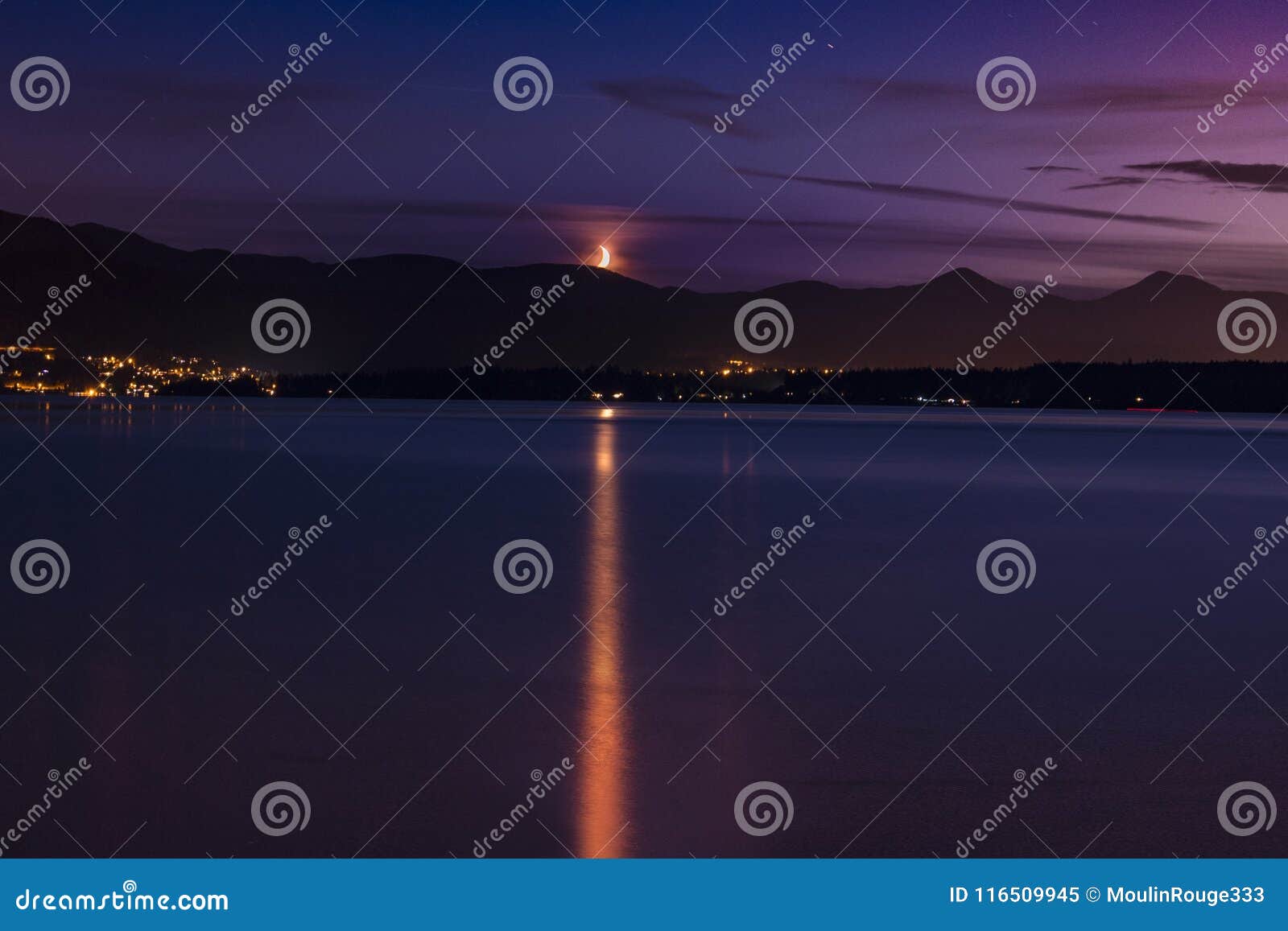 Moonset, Moon Behind the Mountains at Night Stock Image - Image of ...
