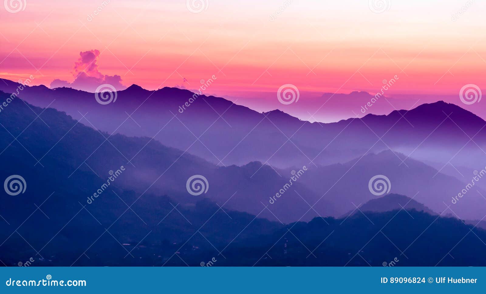 Purple Sunset in the Mountains Stock Photo - Image of cloudy, pink ...