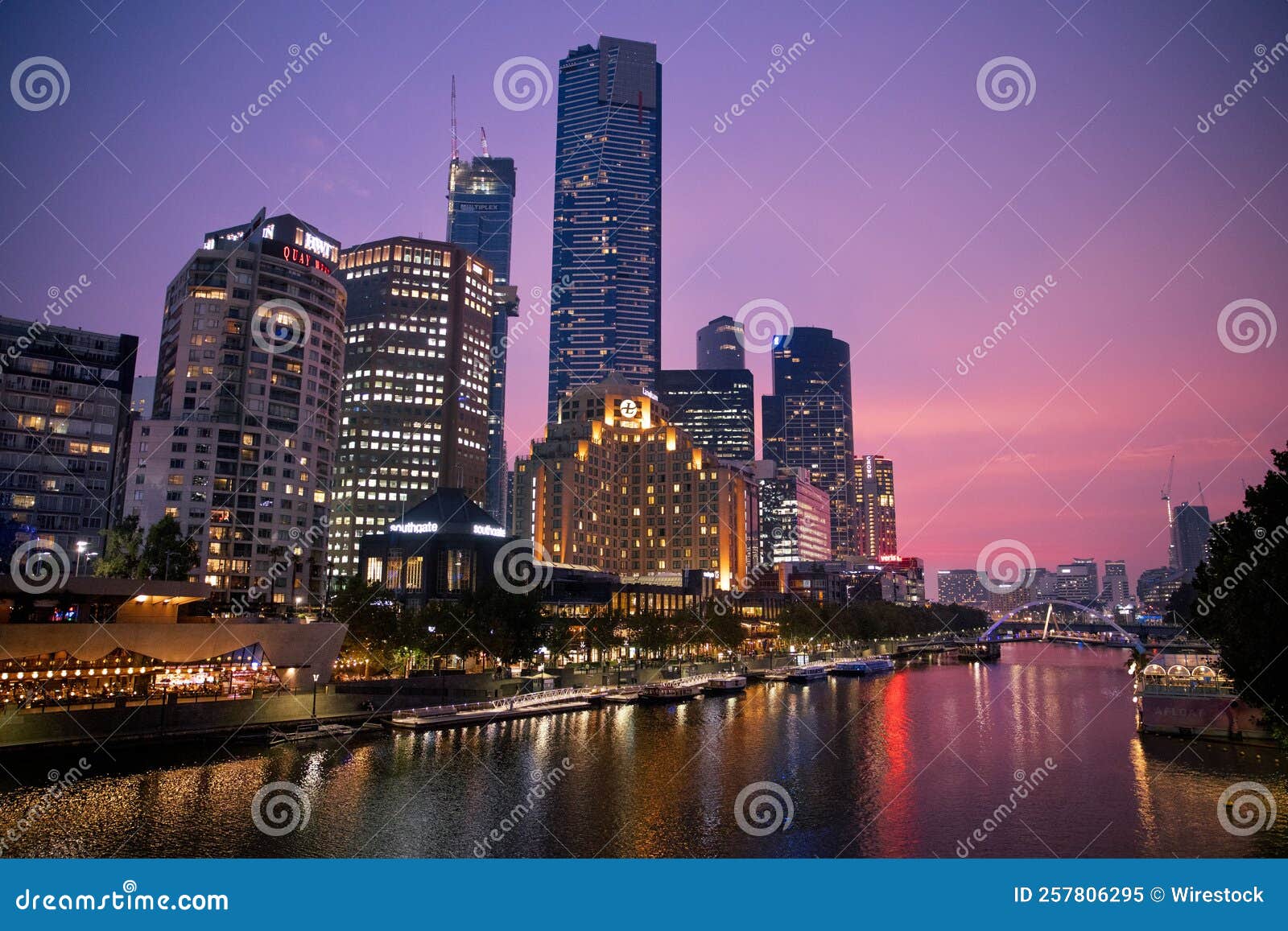 Purple Sunset Over the Melbourne City Editorial Image - Image of summer ...