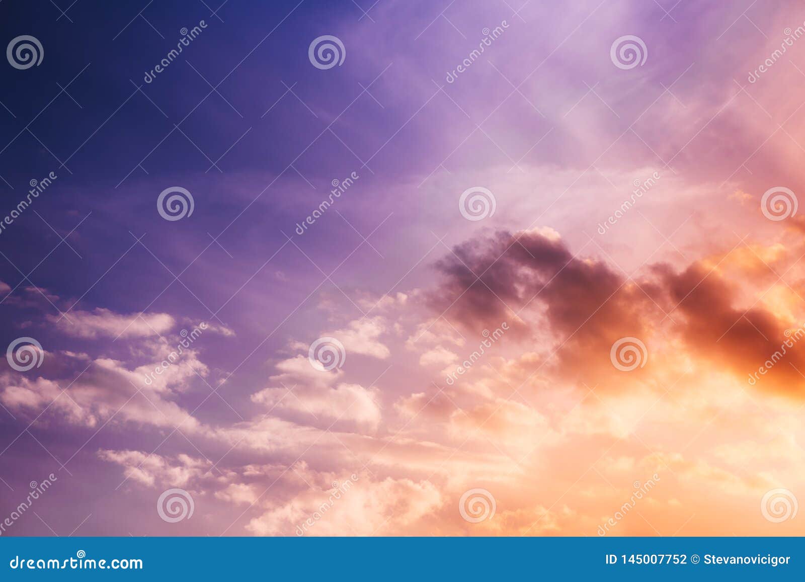 Purple Sunset Sky with Clouds Stock Photo - Image of replacement ...