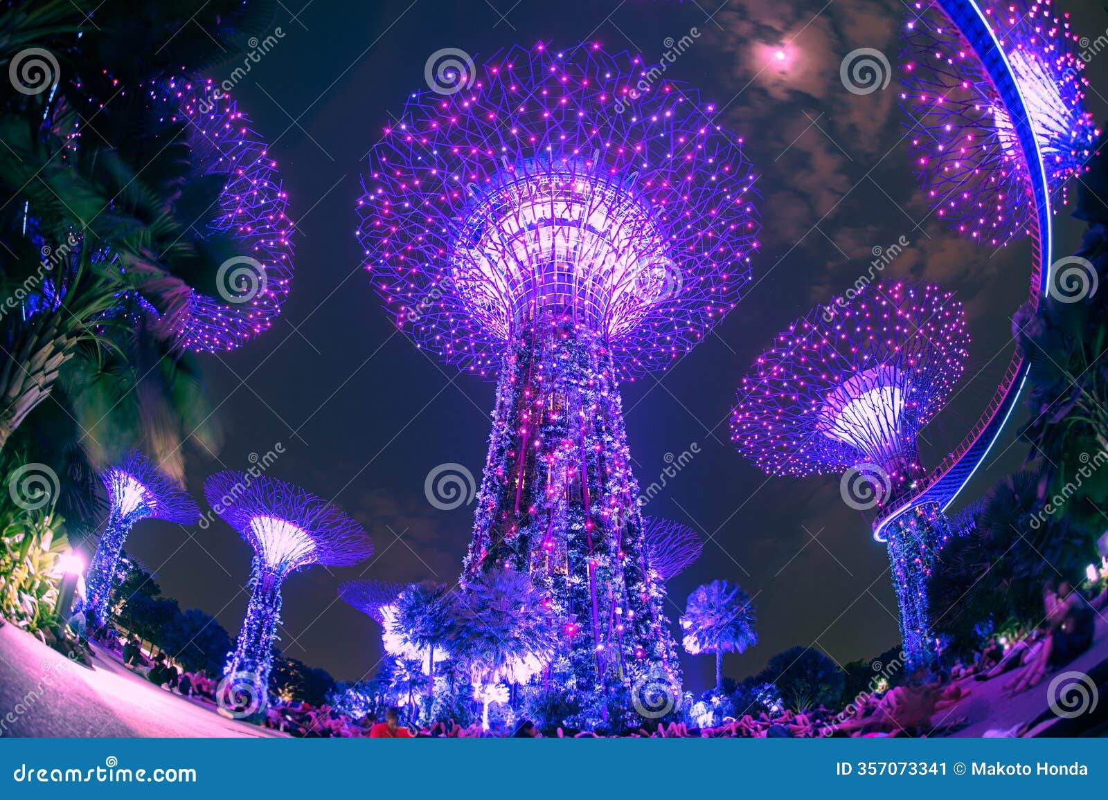 Super Tree Light Glowing Singapore Landmark Gardens By The Bay And ...