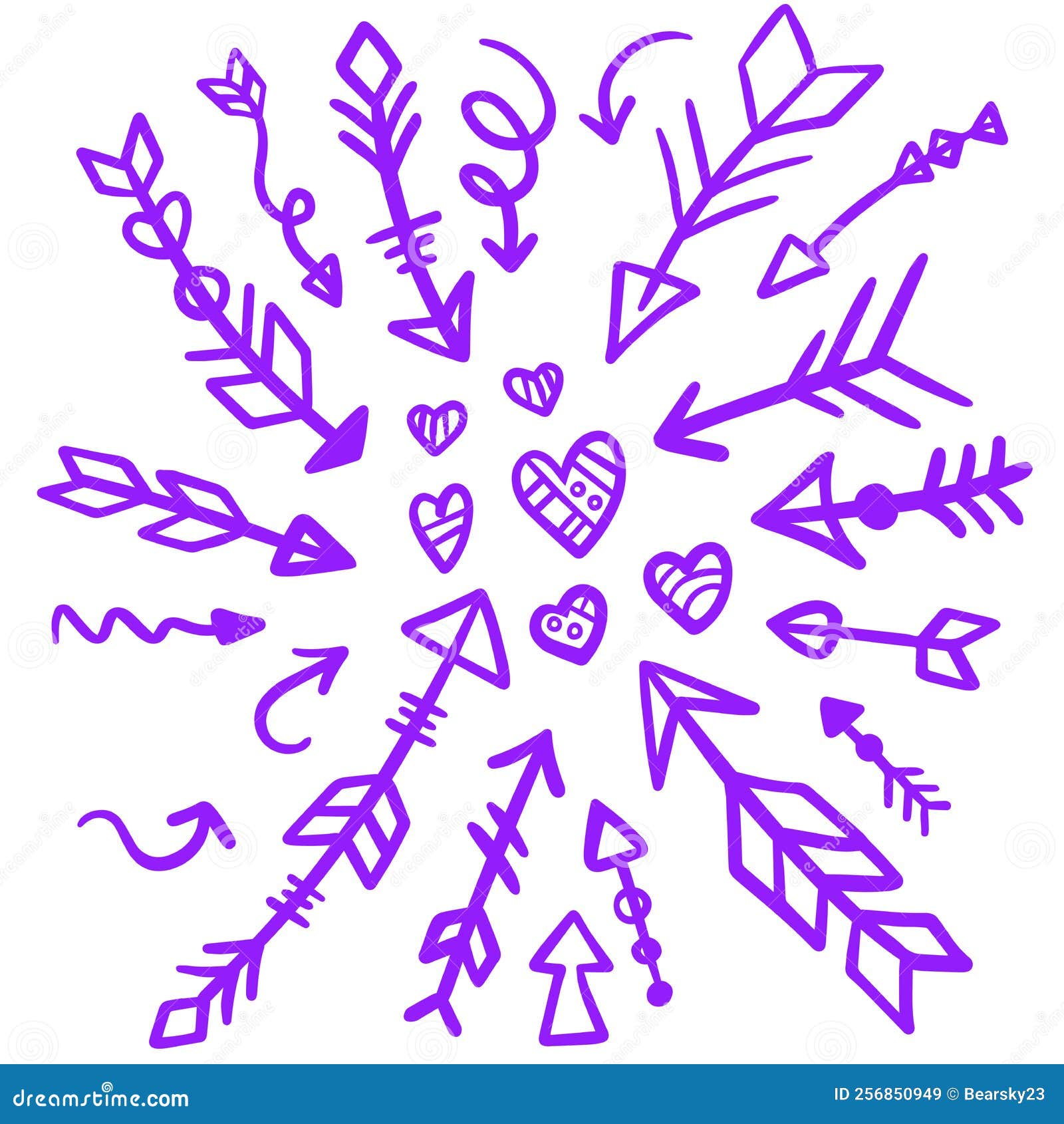 Purple Swirls Swoosh Marks with Vector Hand Drawn Highlighter Accent ...