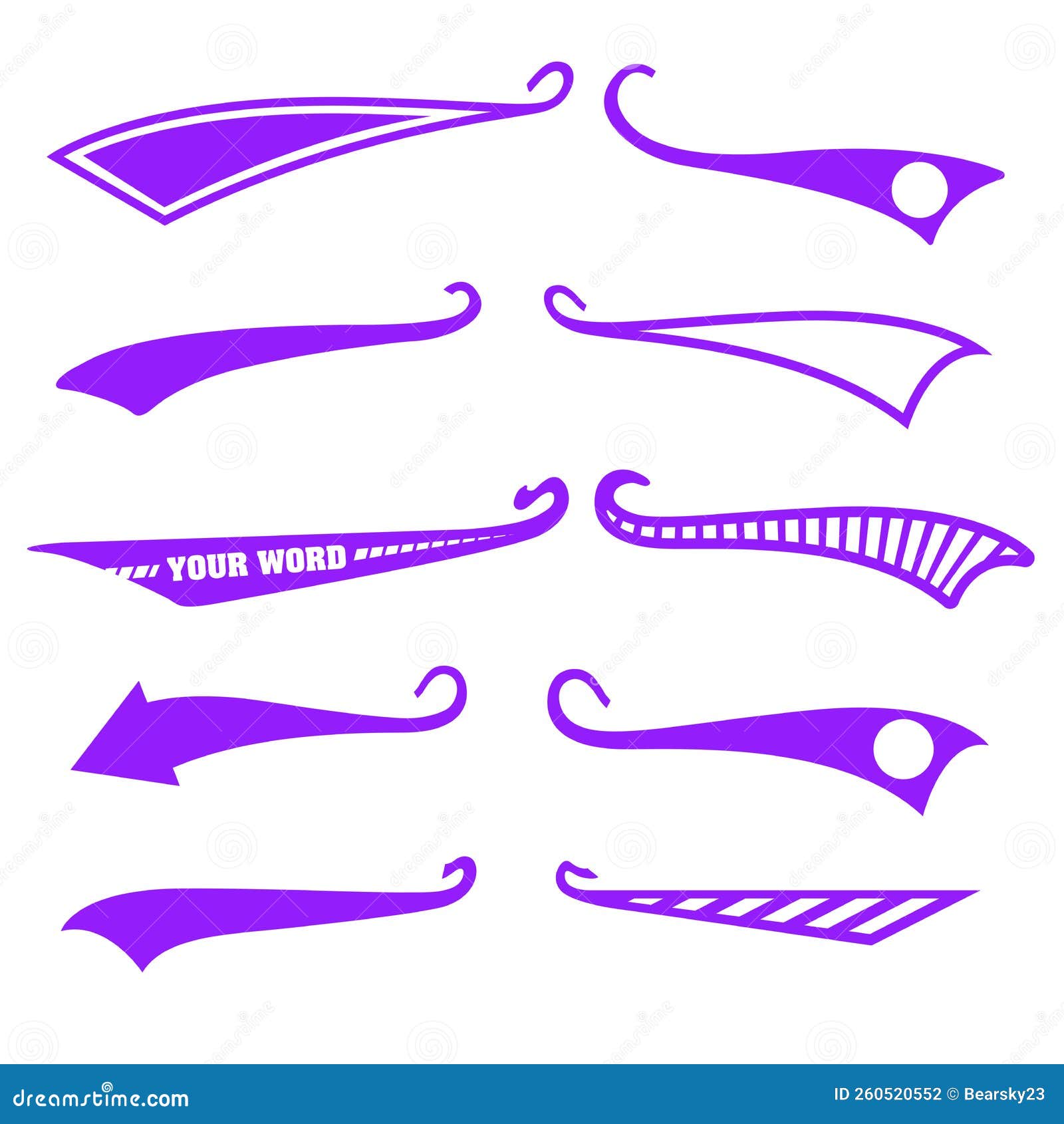 Purple Swirls Swoosh Marks with Vector Hand Drawn Highlighter Accent ...