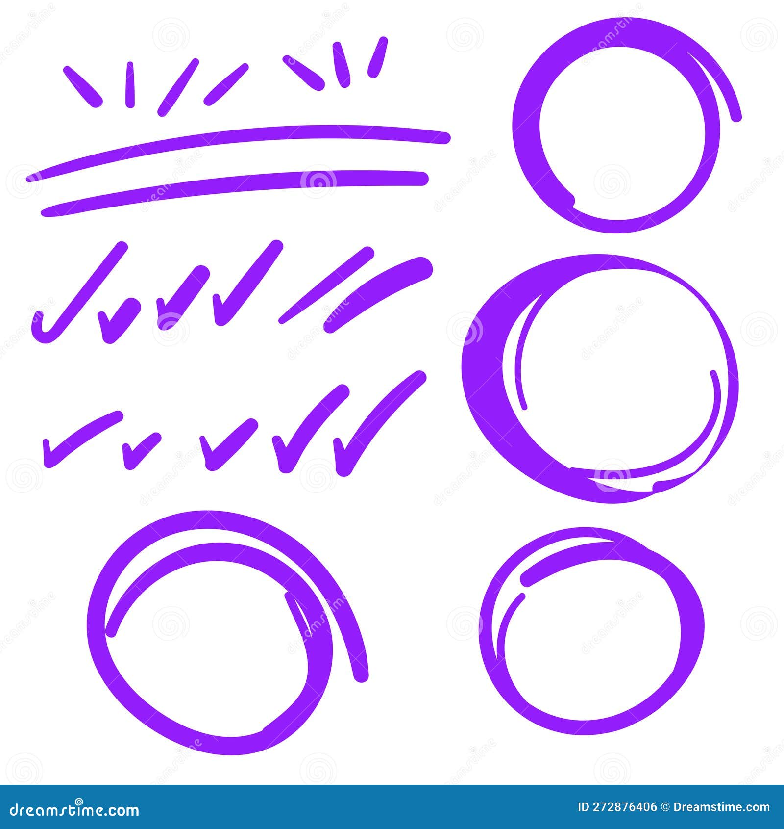 Purple Swirls Swoosh Marks with Vector Hand Drawn Highlighter Accent ...