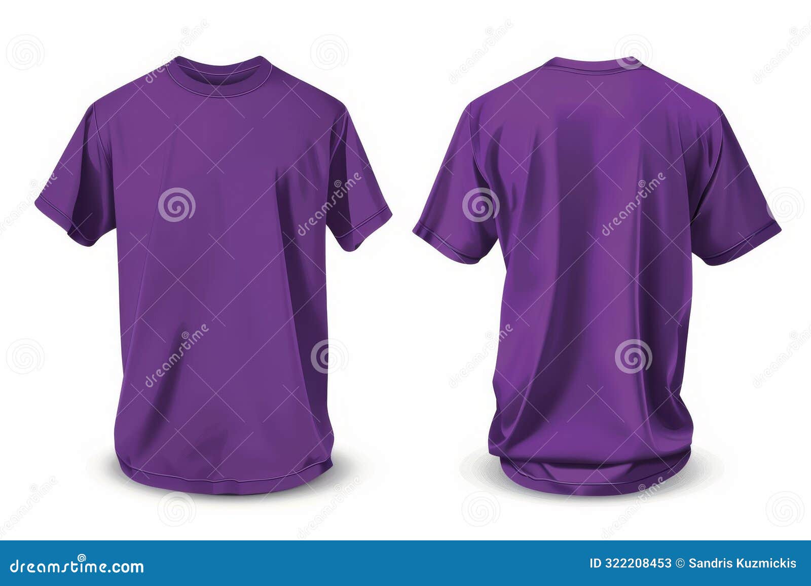 Purple T-shirt Template Showing the Front and Back Views. Generative AI ...