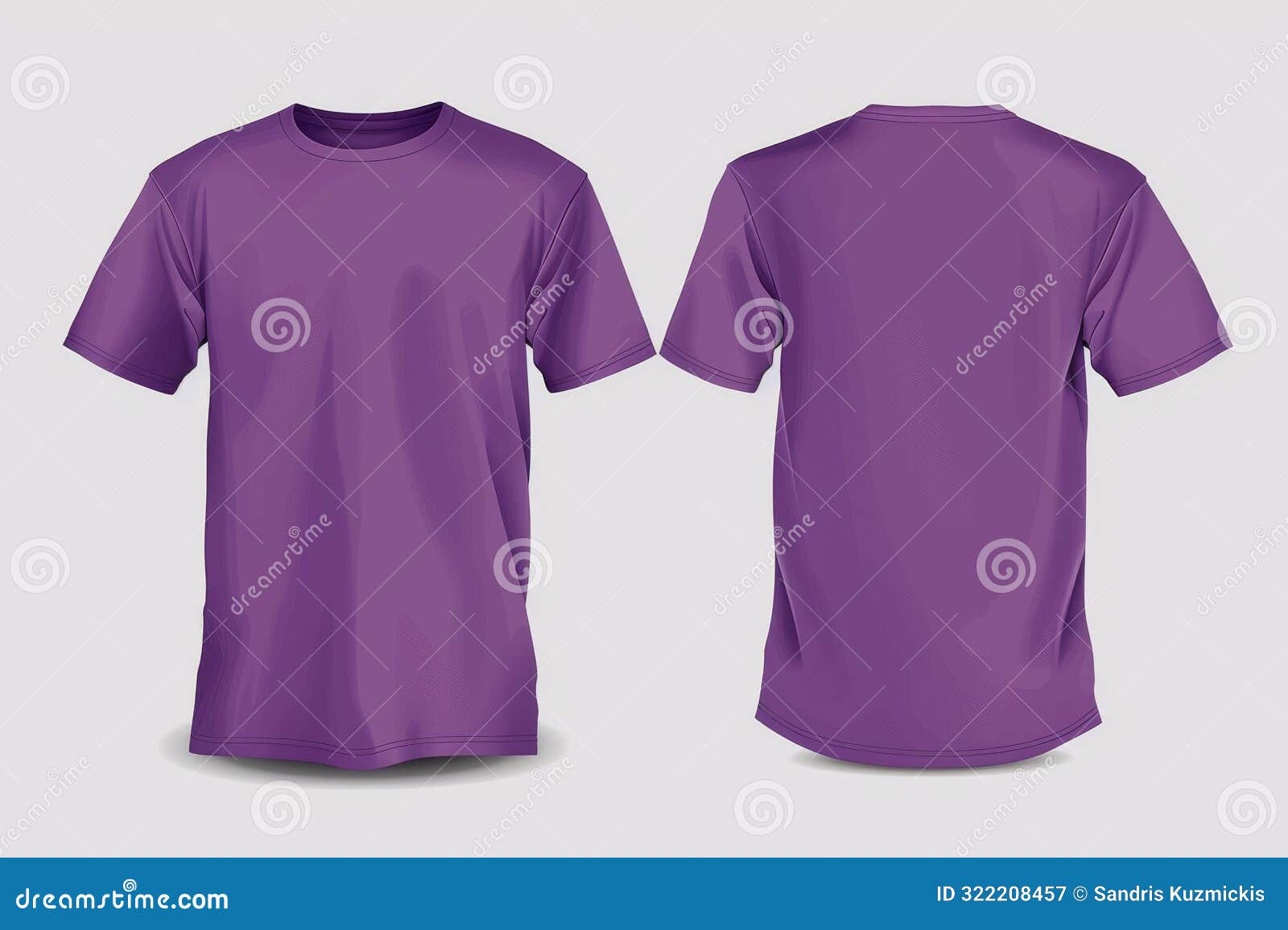 Purple T-shirt Template Showing the Front and Back Views. Generative AI ...