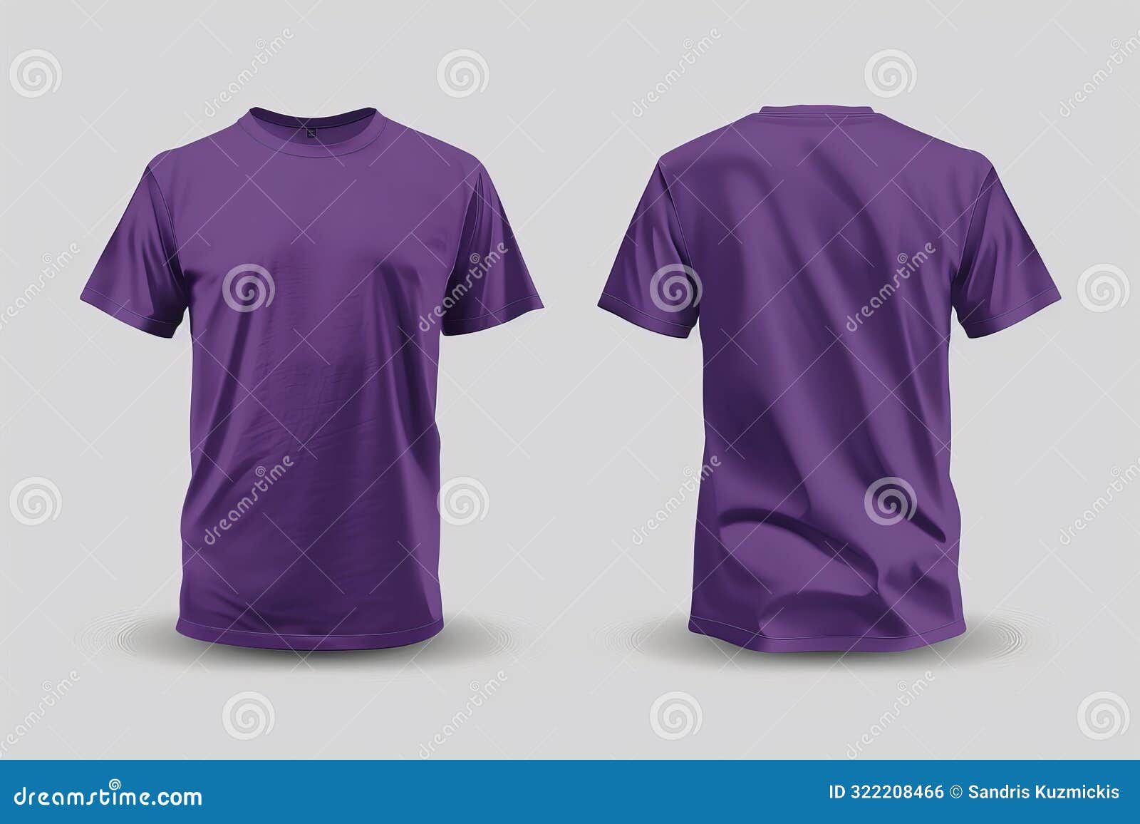 Purple T-shirt Template Showing the Front and Back Views. Generative AI ...
