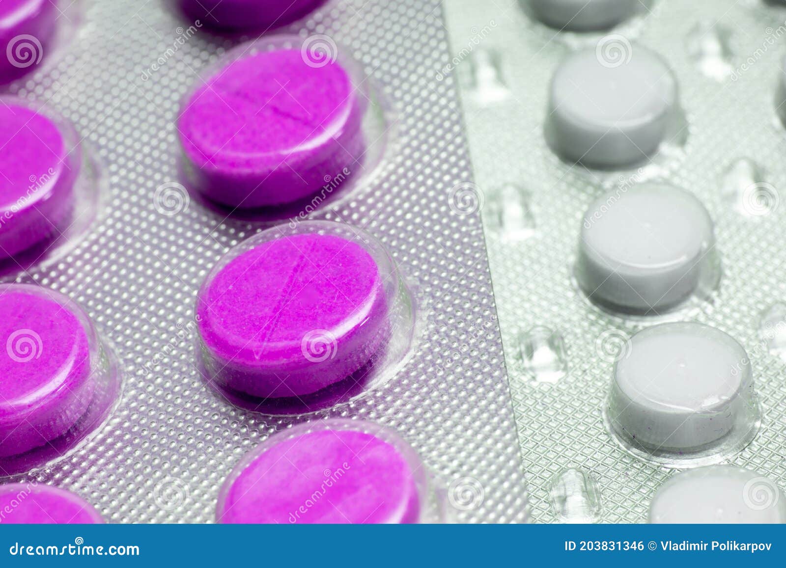 Purple Tablets in a Close-up Blister. Medications Stock Photo - Image ...