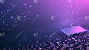 Purple Technological Background. Computer Network and Chips. Internet ...