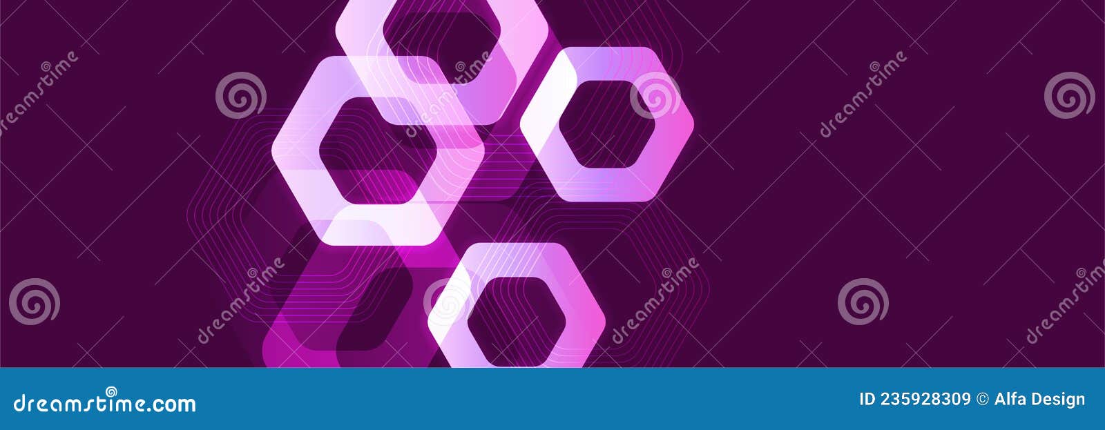 Purple Technology Banner Background with Hexagon. Vector Abstract ...