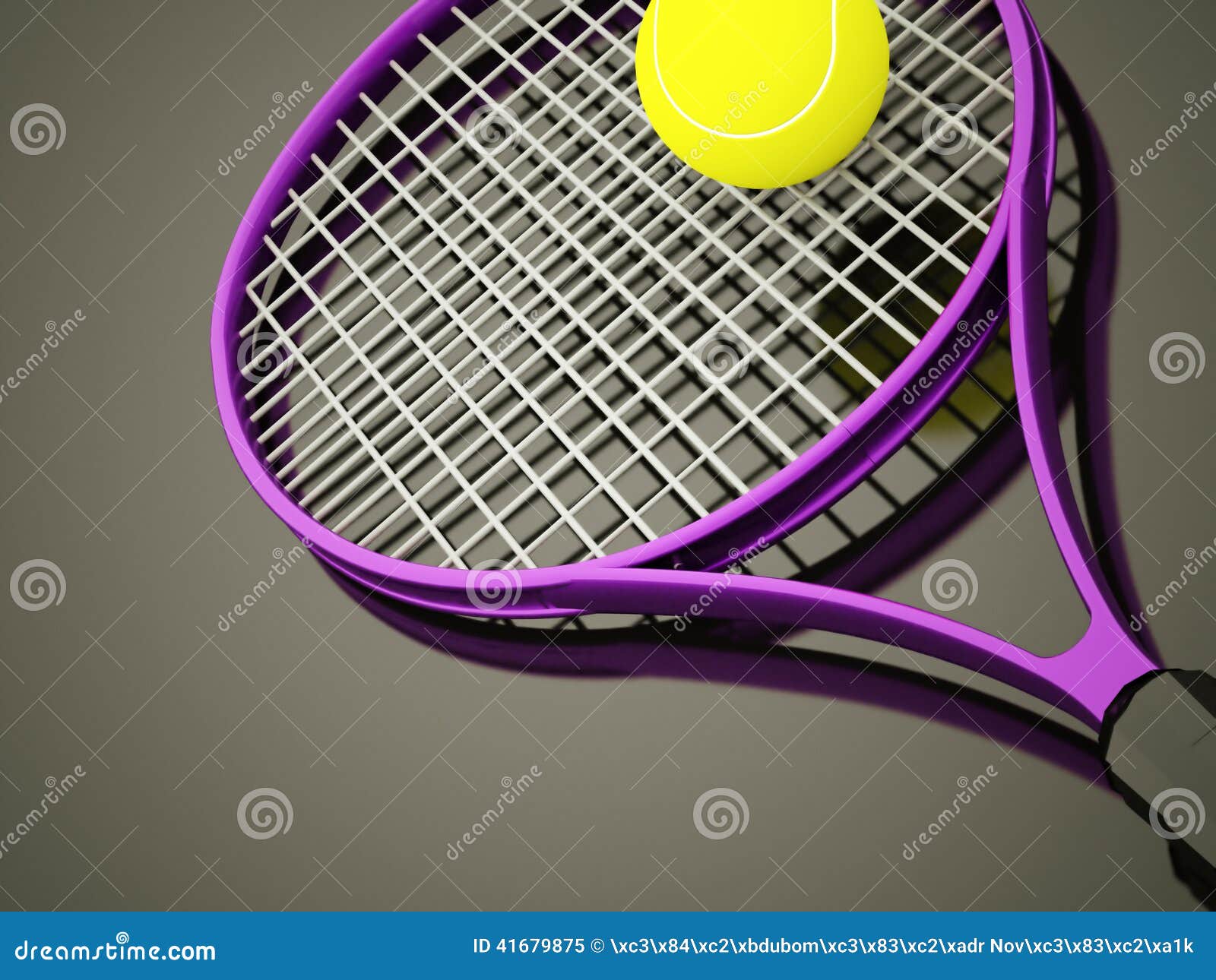 Purple Tennis Racket Rendered Stock Illustration - Illustration of ...
