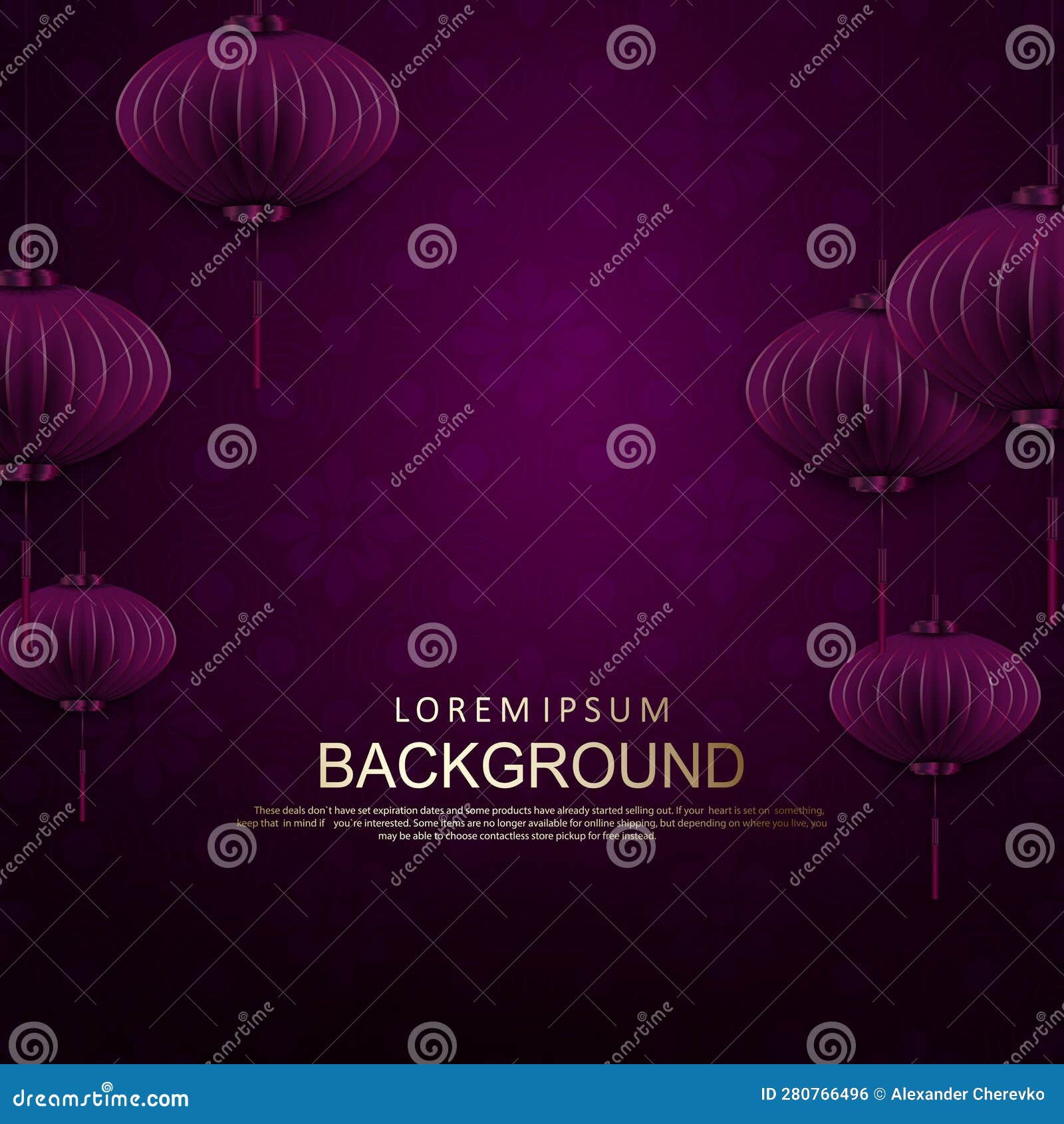 Purple Texture Design, Chinese Lanterns in Paper Art Style Stock Vector ...