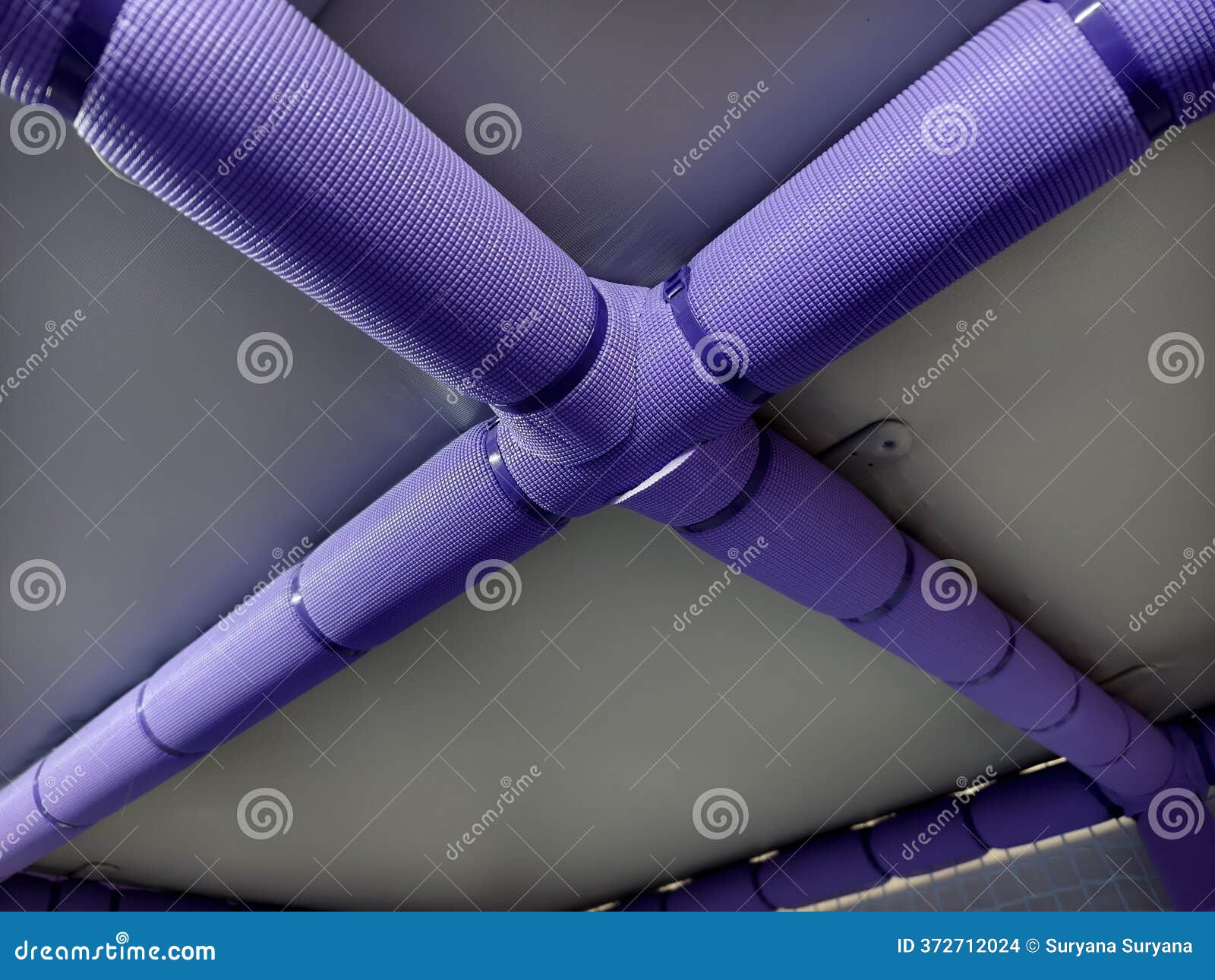 Industrial Ceiling Structure With Vent Grilles And Drain Pipes Stock ...