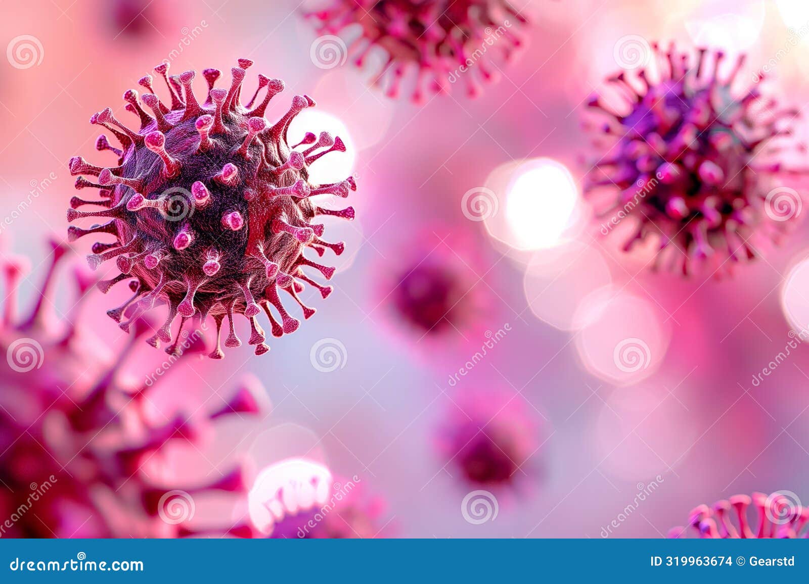 Purple-themed Virus Illustration Under Microscope Stock Photo - Image ...