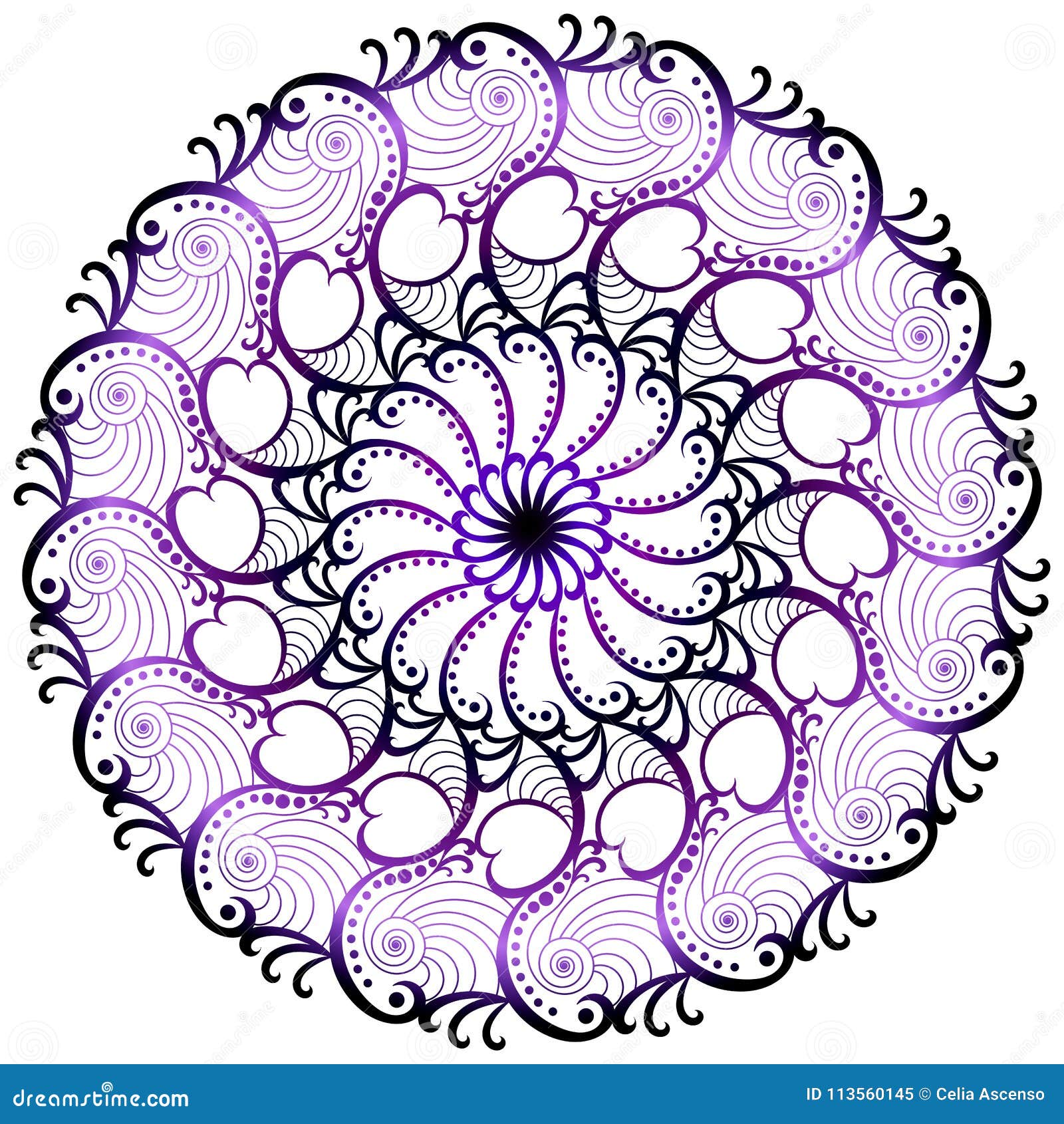 Purple Third Eye Lace Mandala Stock Illustration - Illustration of ...