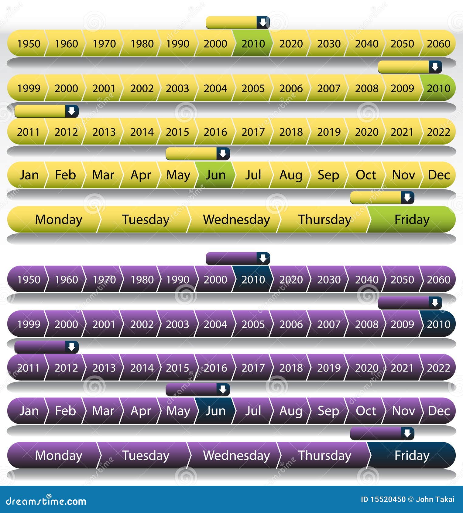 Set Of Timeline Chart Infographic Templates With 5-10 Options Cartoon ...