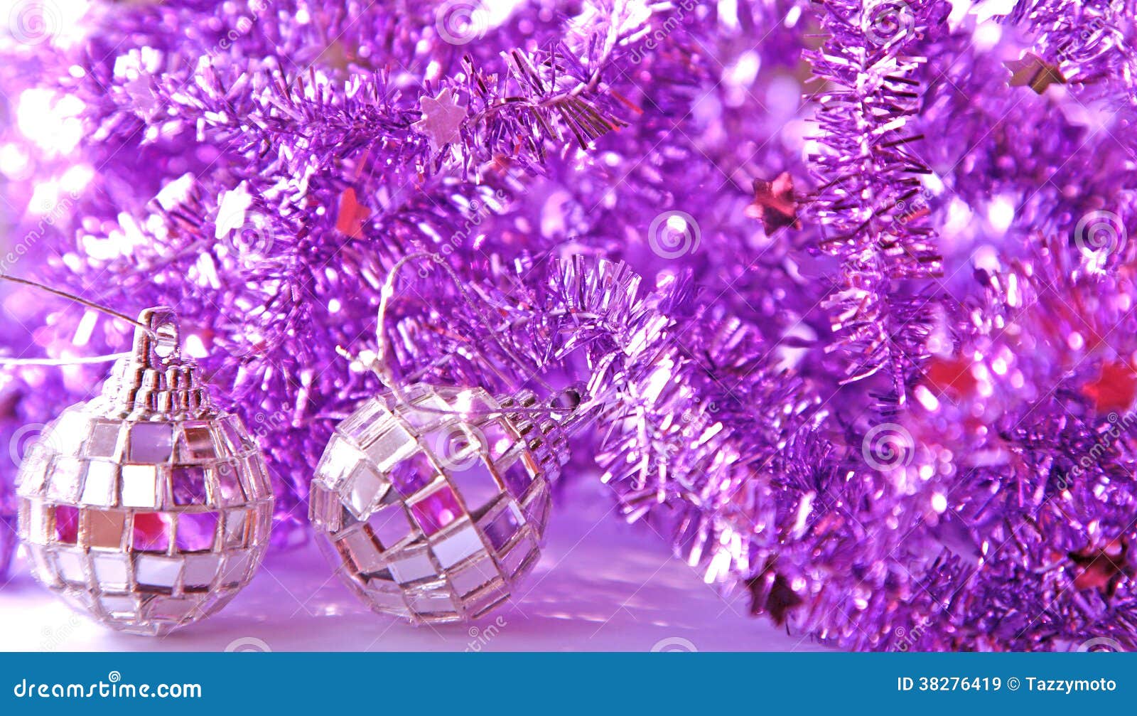 Purple tinsel stock image. Image of christmas, closeup - 38276419