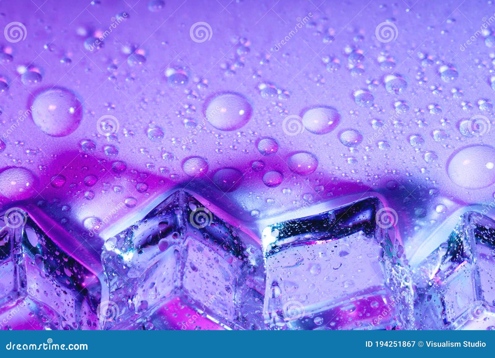 Purple Transparent Realistic Ice Cube Reflection Blocks Composition on ...
