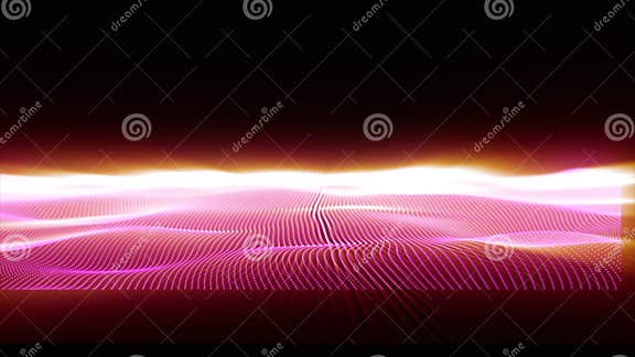 Purple Trapcode Particles Wave Flow Digital Abstract Background Isolated on Black Background ...