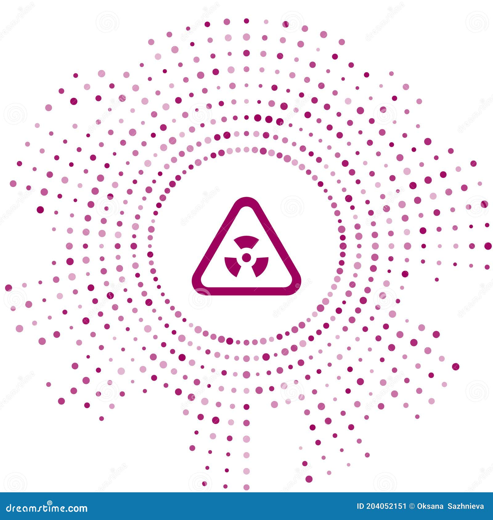 Purple Triangle Sign with Radiation Symbol Icon Isolated on White ...