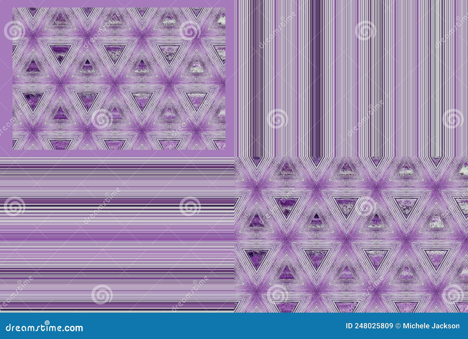Repeat Edge Pattern of Purple Stripes and Triangles Stock Illustration ...