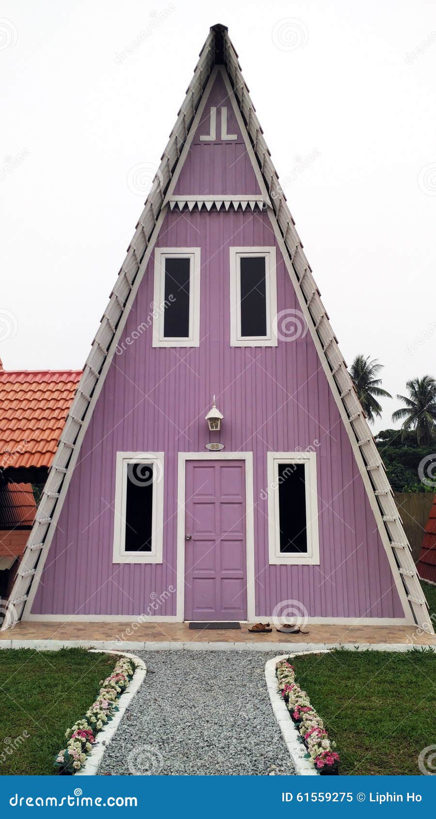 Purple Triangular House stock image. Image of entry, dwelling - 61559275