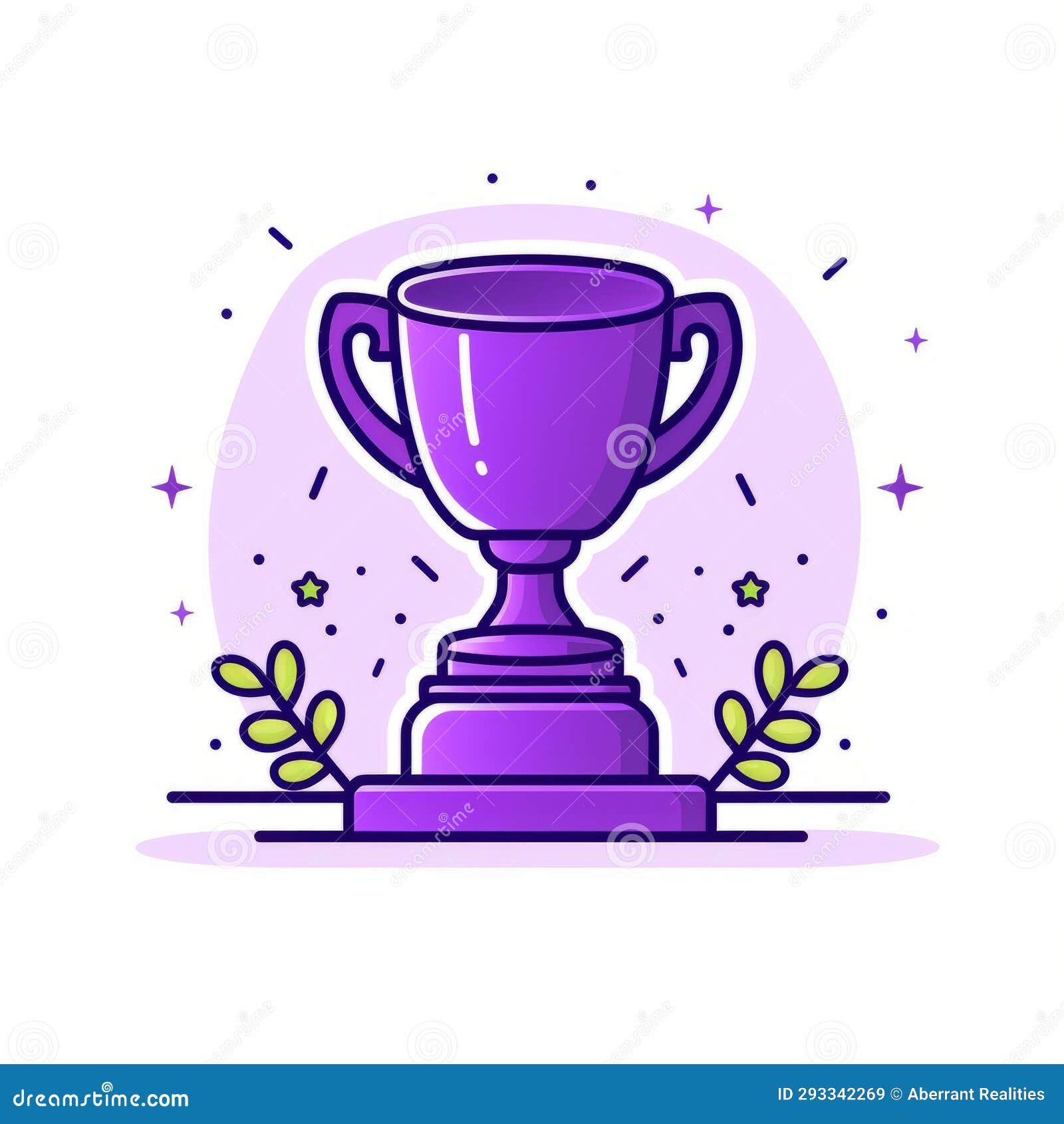 A Purple Trophy Cup on a Pedestal with a Laurel Wreath Stock ...