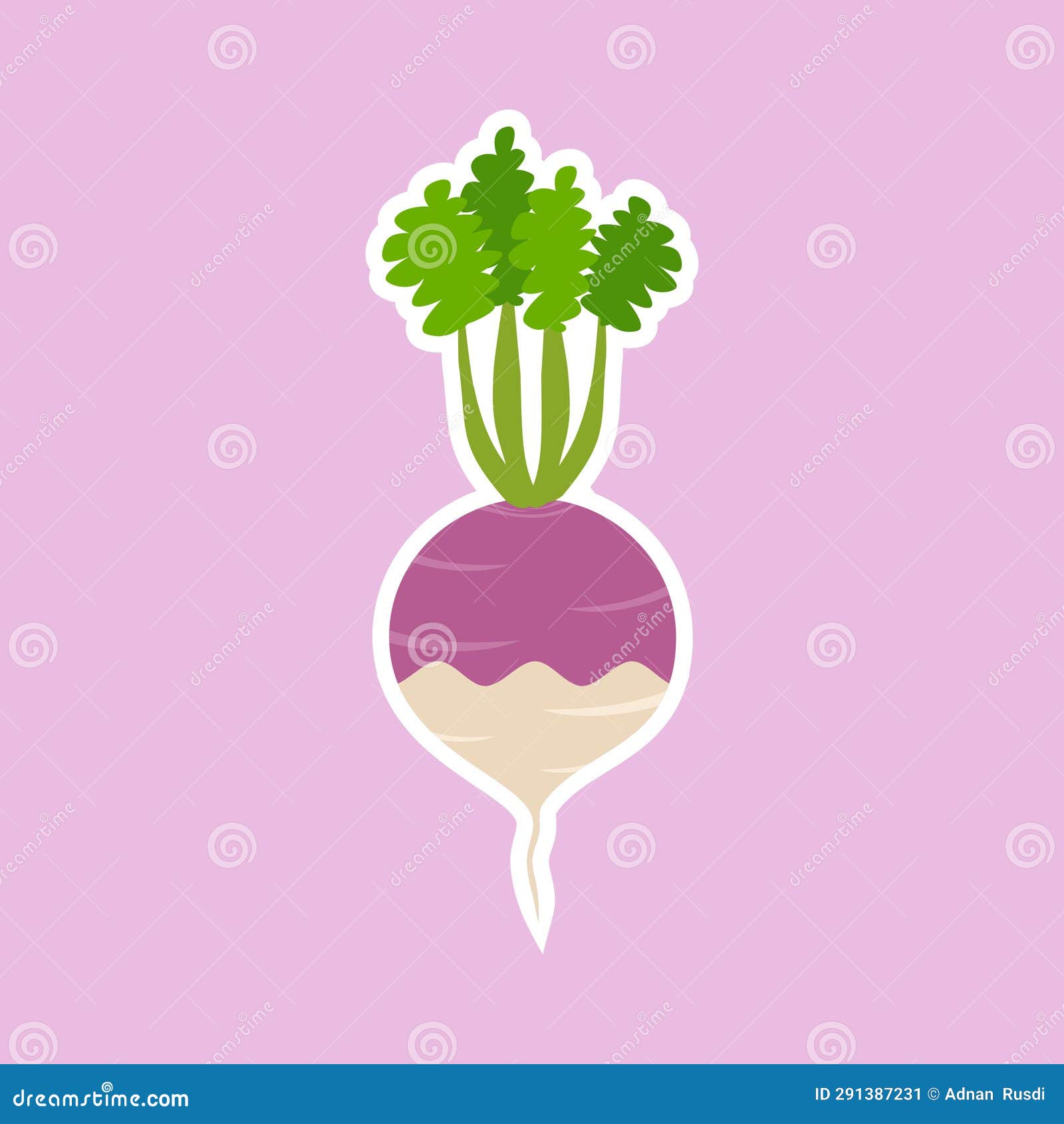 Purple Turnip Flat Design Vector Illustration Adorable Cartoon Radish And Cheerful Turnip
