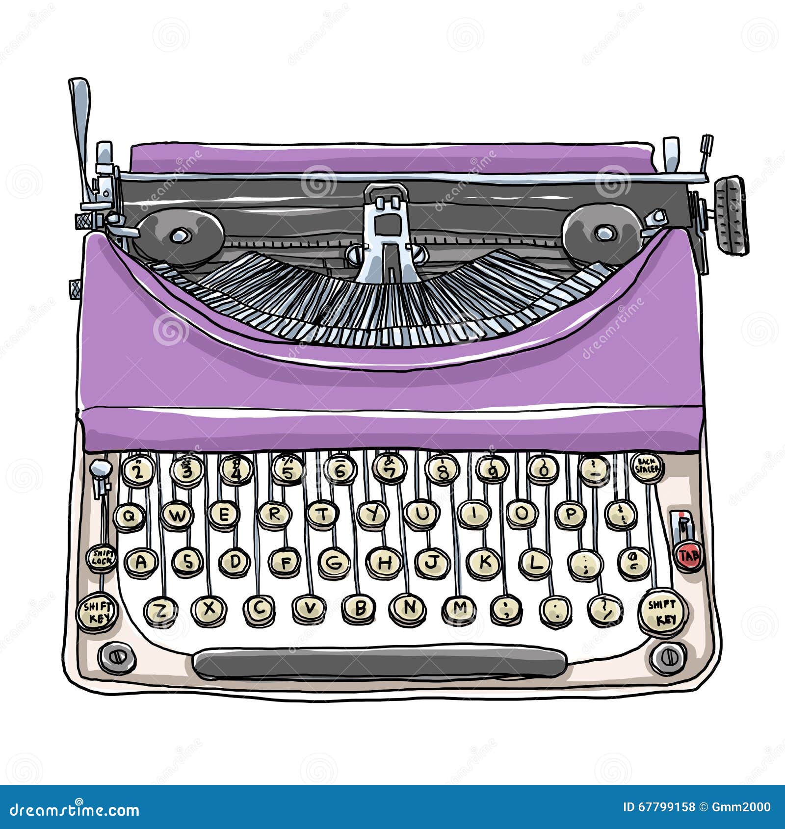 Purple Typewriter Vintage Art Stock Illustration - Illustration of idea ...