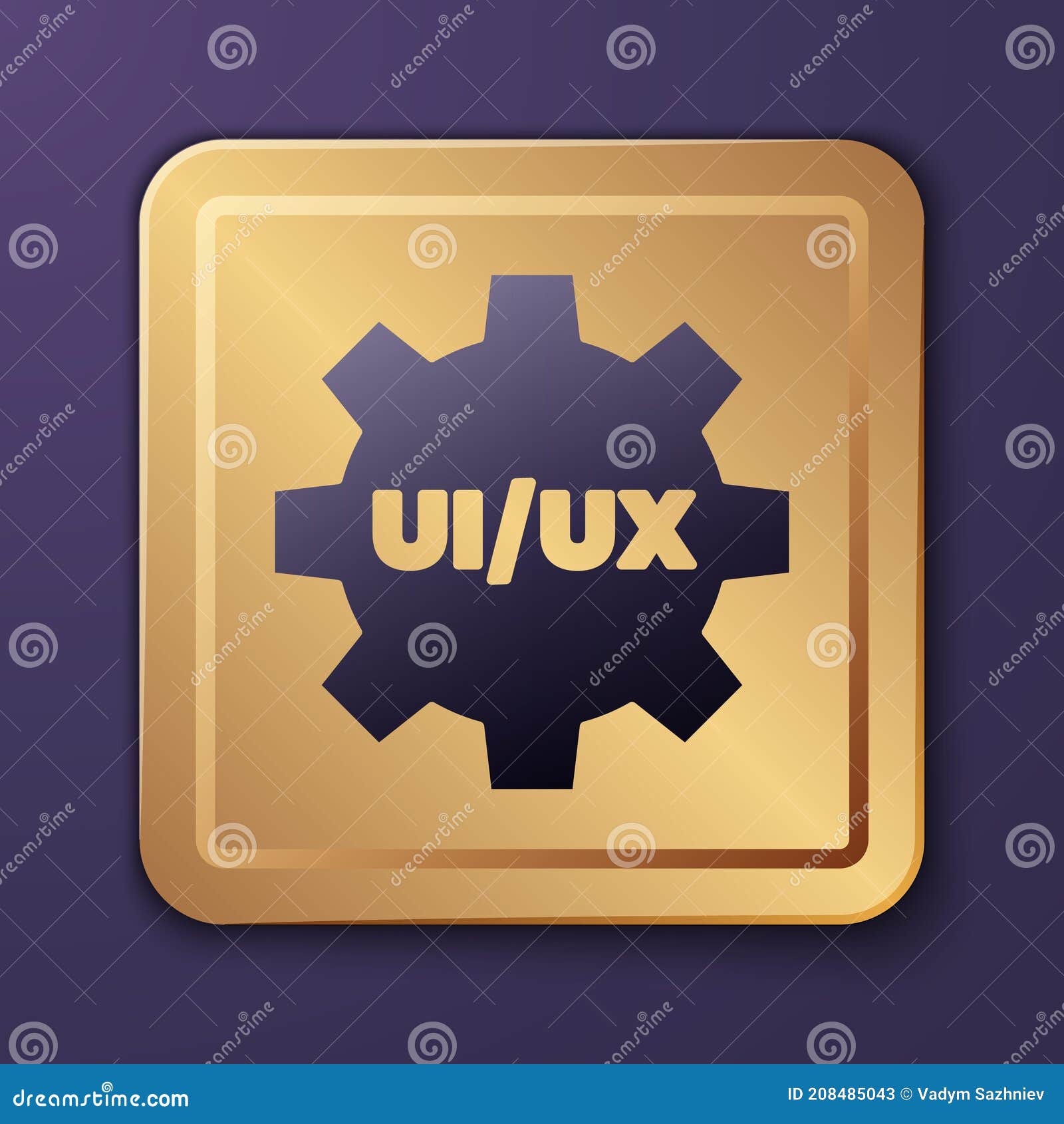 Purple UI or UX Design Icon Isolated on Purple Background. Gold Square ...