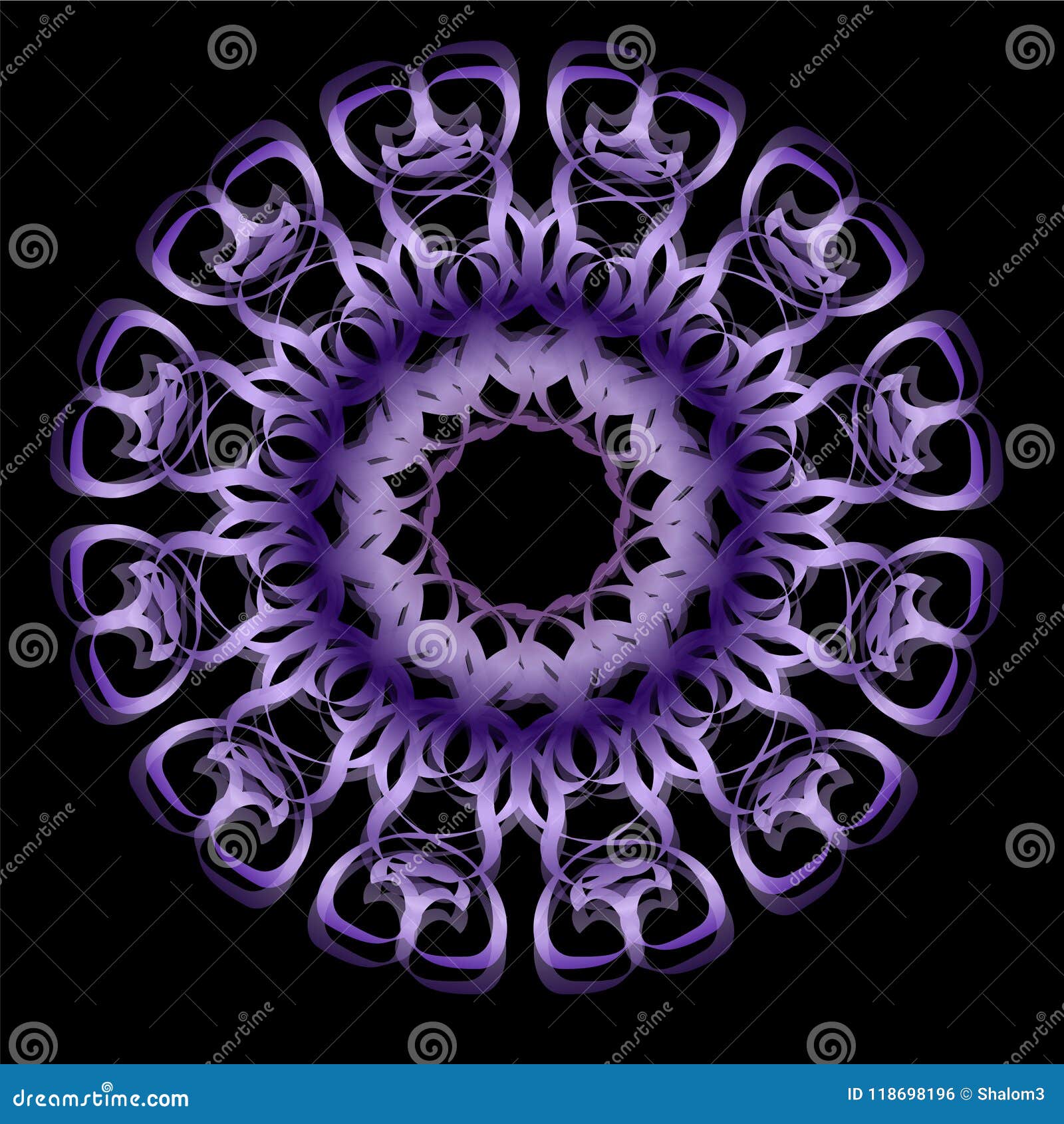Purple Ultraviolet Mandala with Metallic Effect and 3d Optical Illusion ...