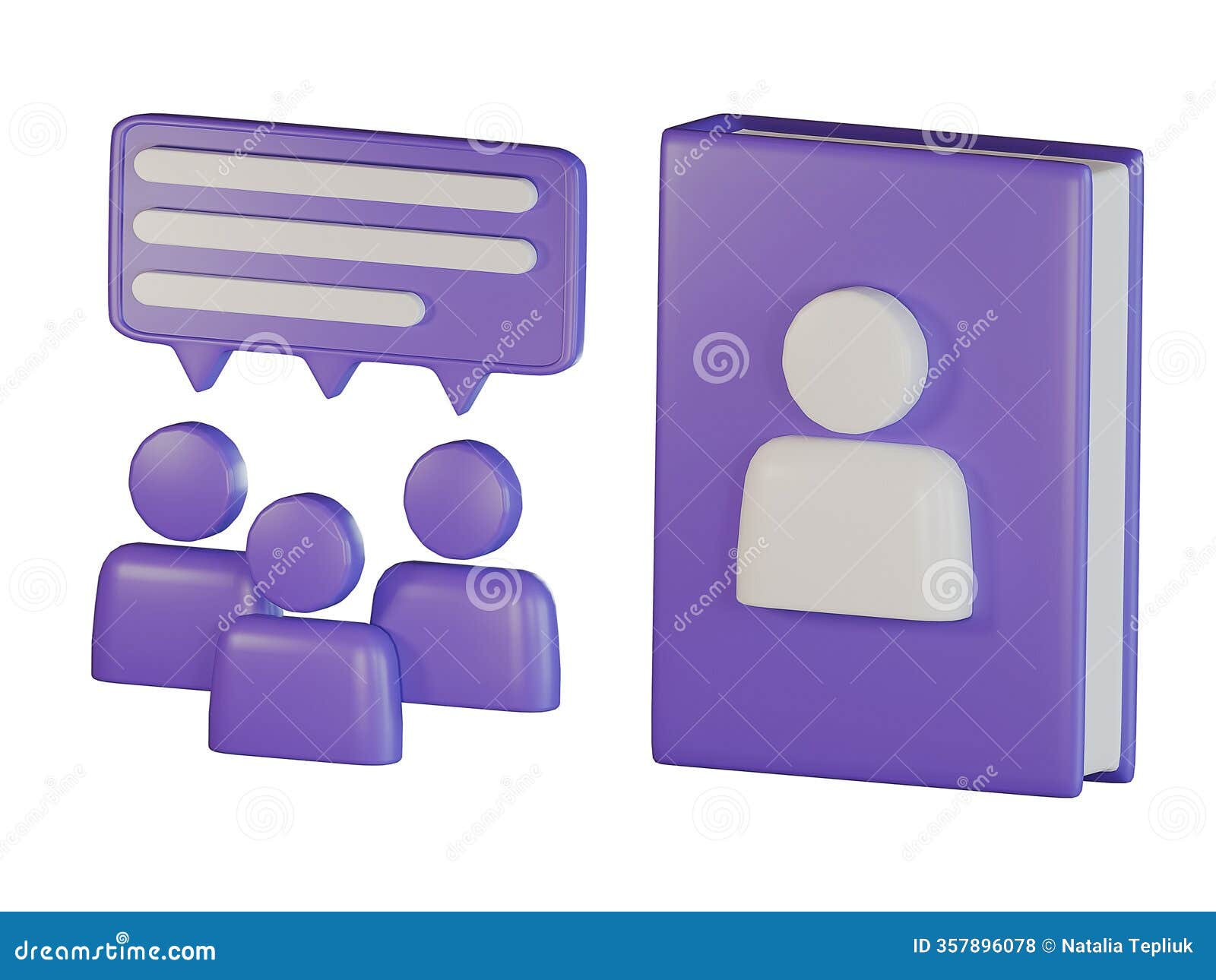 Purple User Interface Icons with Speech Bubbles and Group Symbol Stock ...