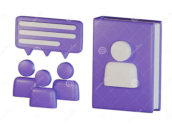 Purple User Interface Icons with Speech Bubbles and Group Symbol Stock ...