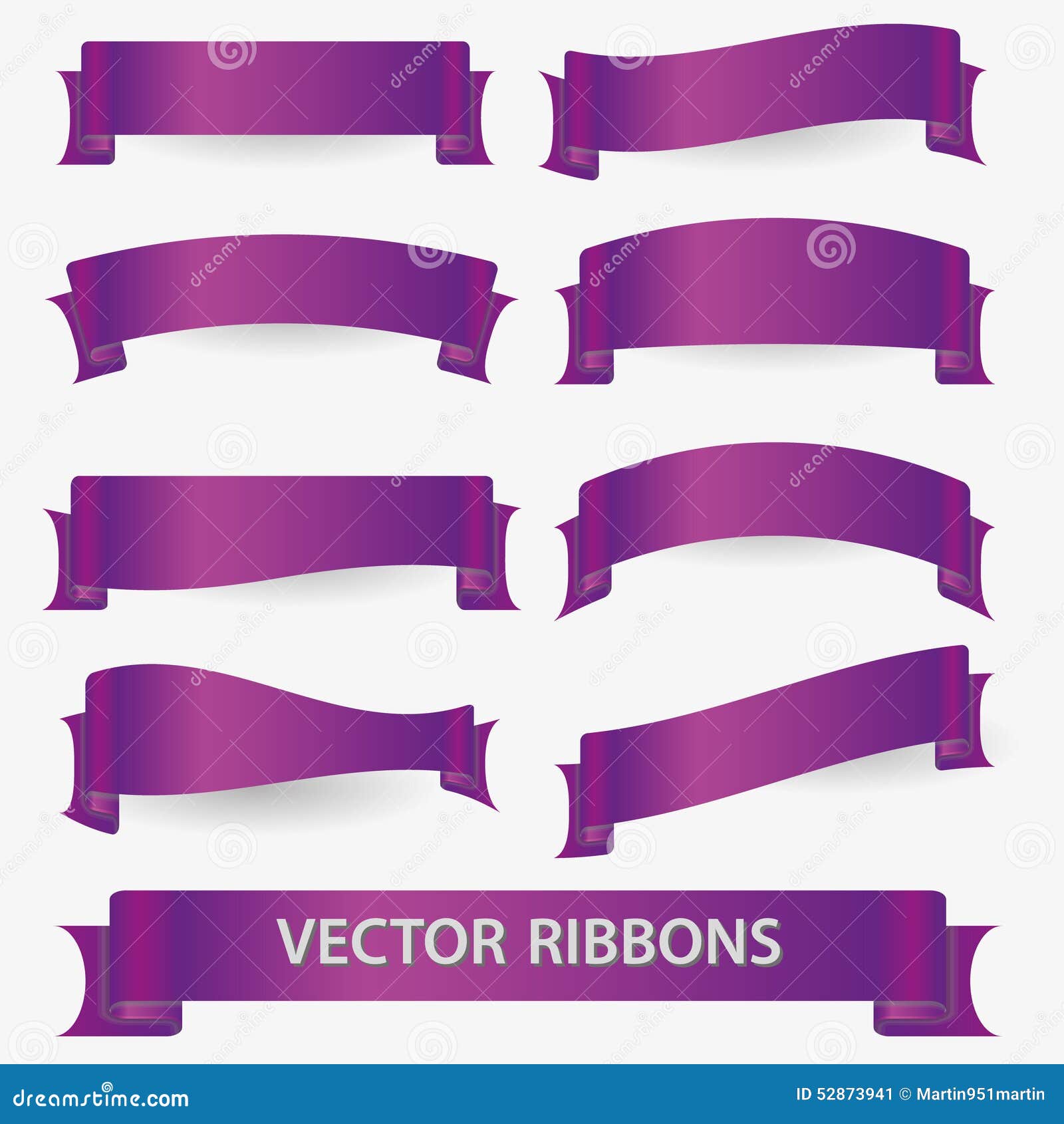 Purple Various Curver Empty Ribbon Banners Stock Vector - Illustration ...