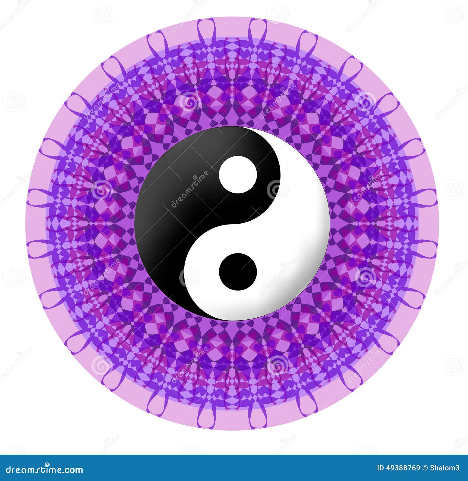 Purple Vector Mandala with Jin Jang Symbol Stock Vector - Illustration ...