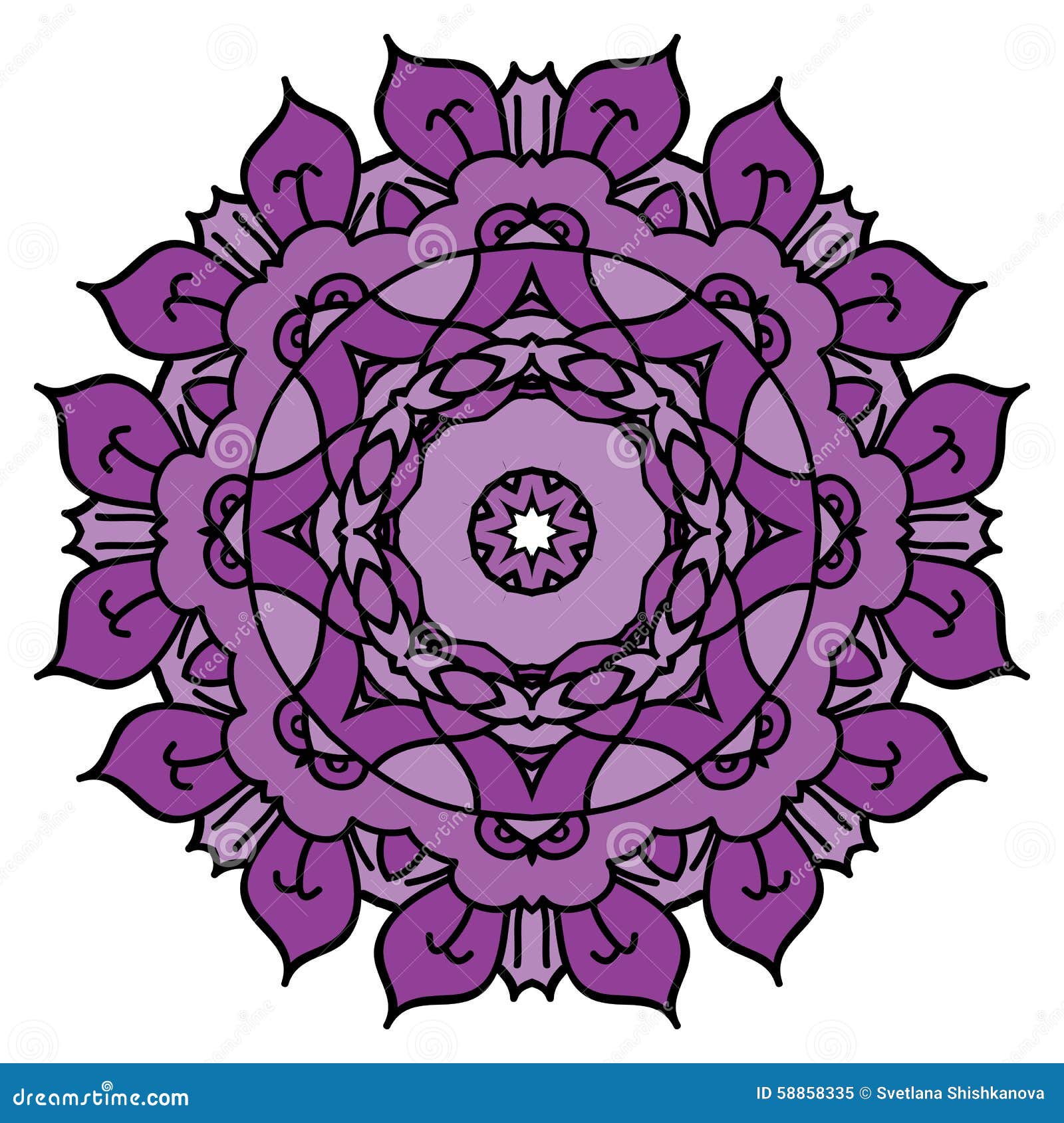 Purple Vector Mandala. Round Element Stock Vector - Illustration of ...