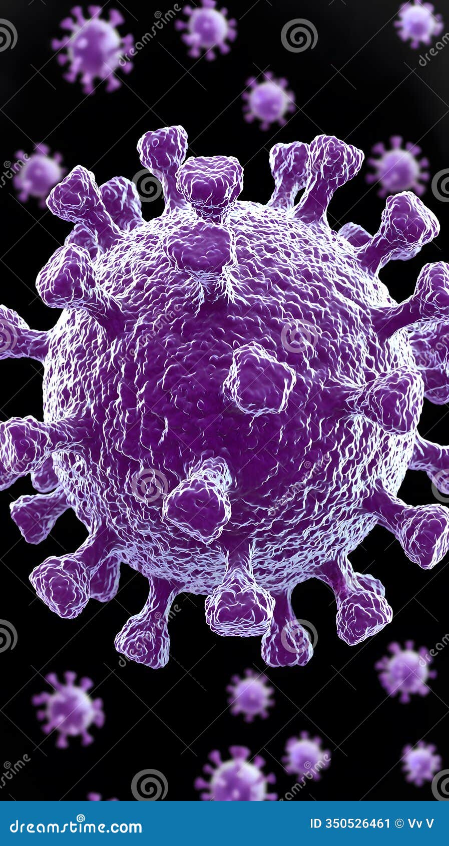 Purple Virus Illustration on Black Background Stock Illustration ...