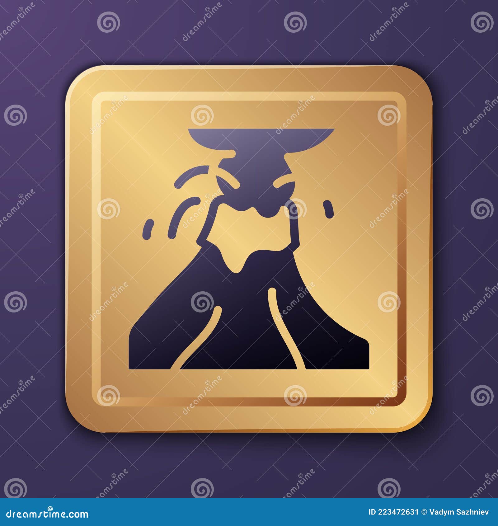 Purple Volcano Eruption with Lava Icon Isolated on Purple Background ...
