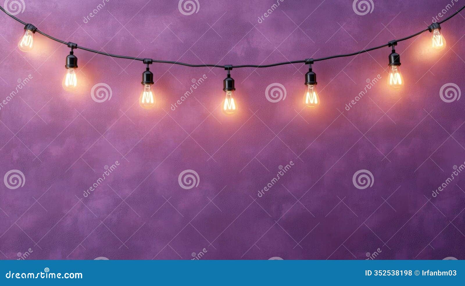 Purple Wall with String Lights for Background Design Stock Photo ...