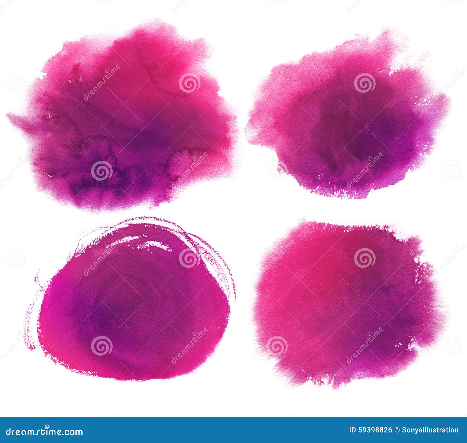 Purple Watercolor Stains Collection. Stock Illustration - Illustration ...