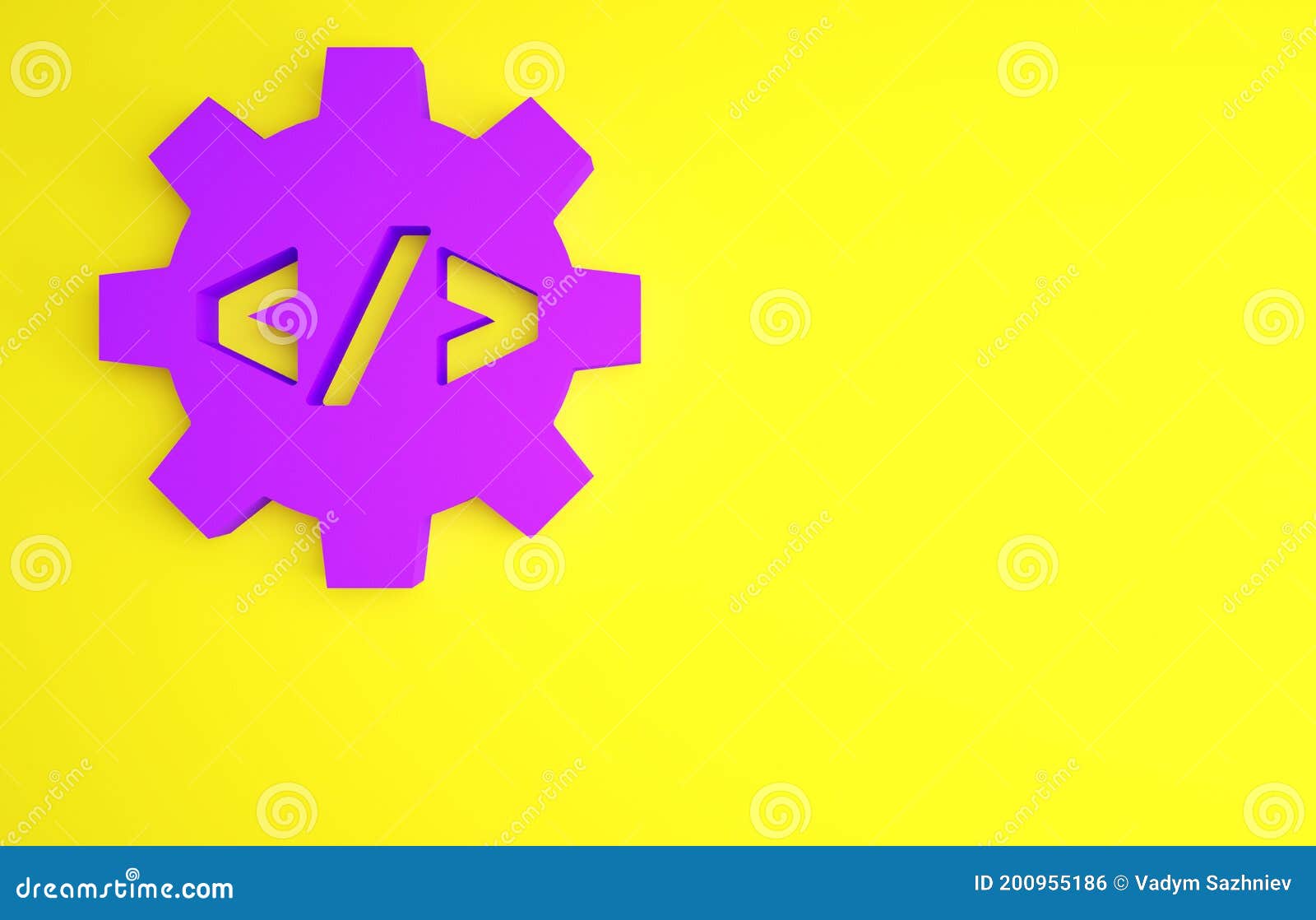 Purple Web Design and Front End Development Icon Isolated on Yellow ...