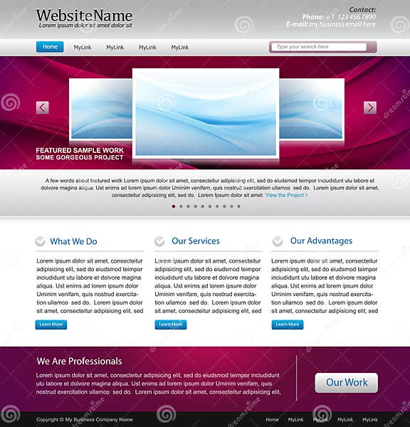 Purple Website Design Template Stock Vector - Illustration of home ...