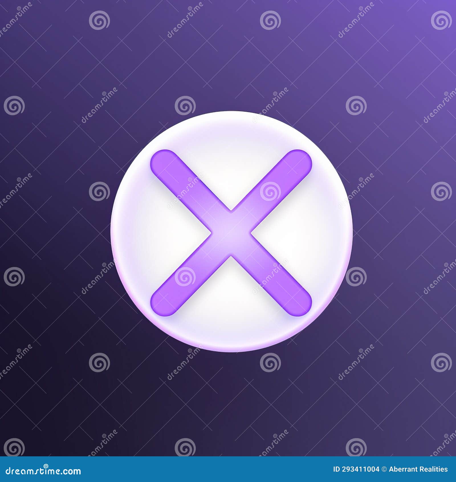 A Purple and White Button with an X on it Stock Illustration ...