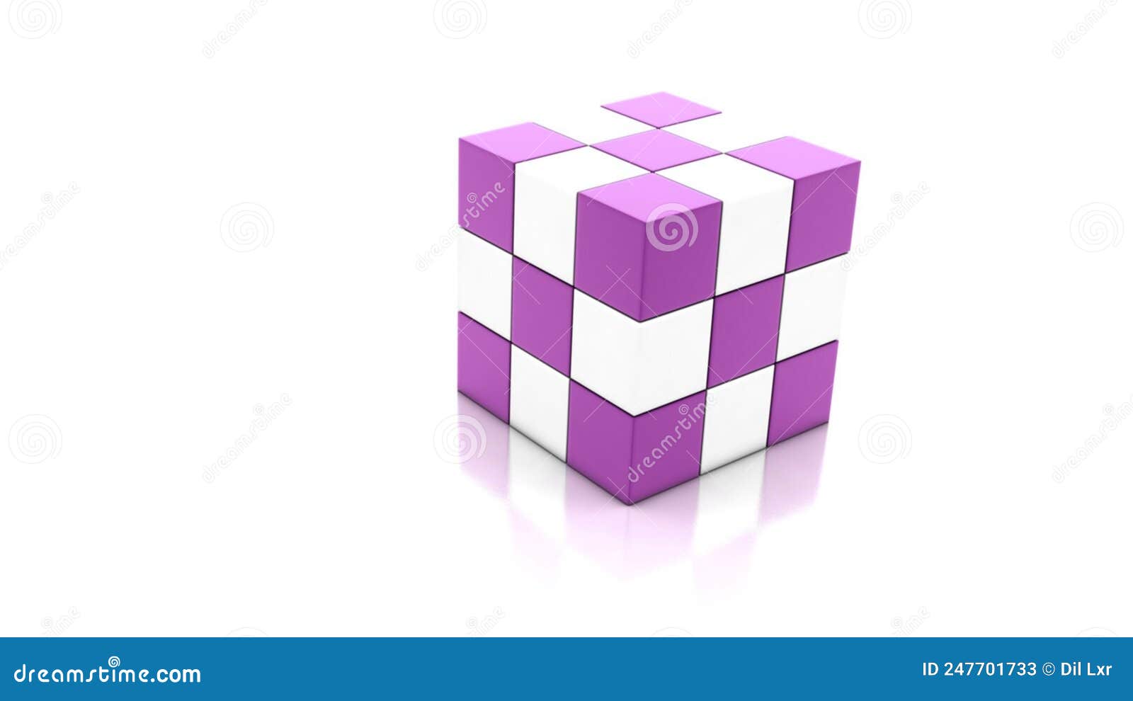 Purple and White Cube with White Background Stock Illustration ...