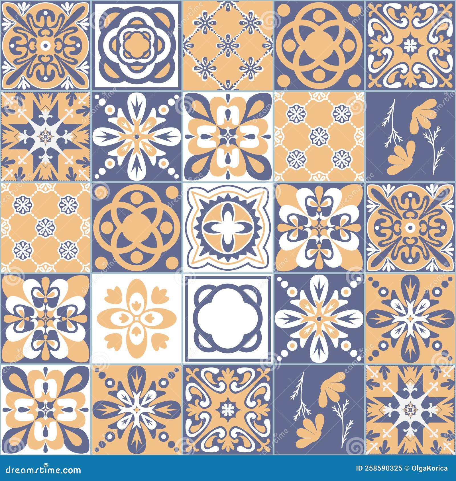Purple White Seamless Pattern, Traditional Spanish Azulejo Tile Mosaic ...