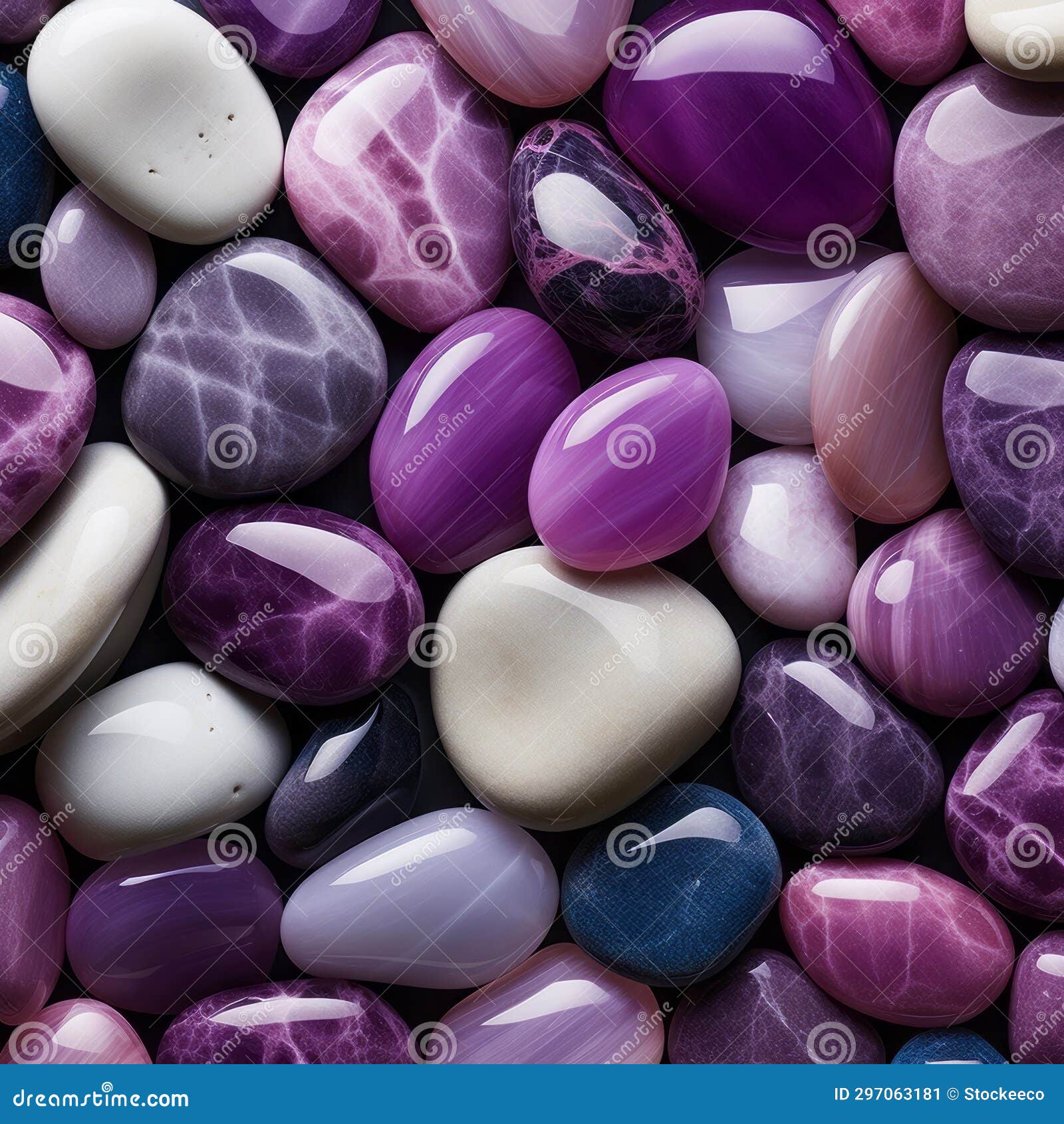 Purple and White Stone Art: Photorealistic Rounded Marble Pebble Stones ...