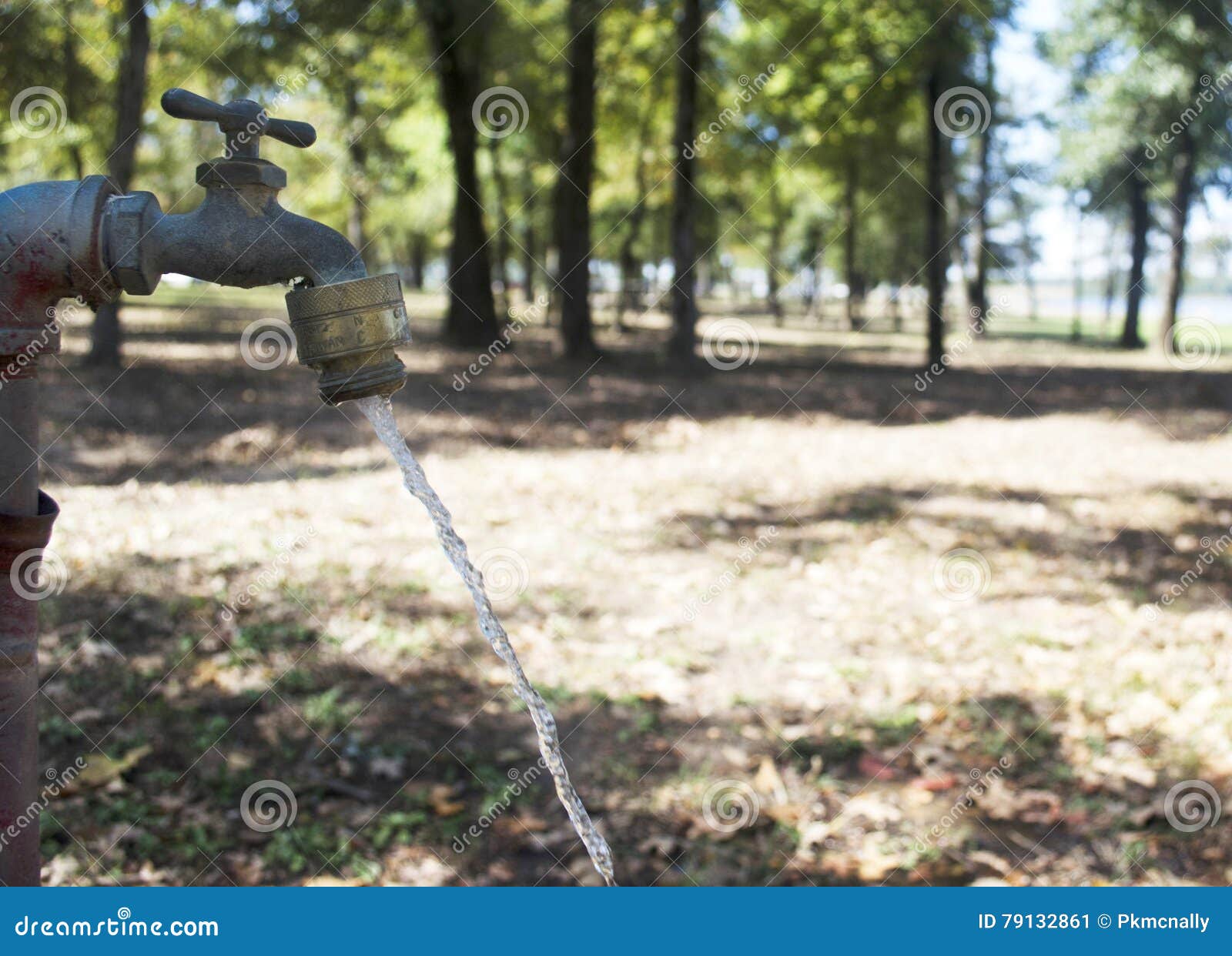 Outdoor Water Faucet with Streaming Water Stock Image - Image of faucet ...